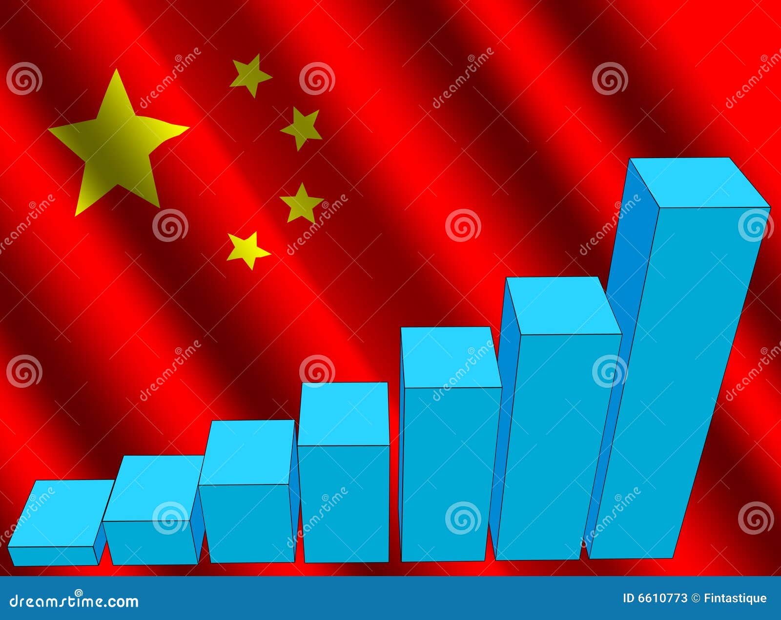 Chinese Flag Stuck In The Rocky Moon Surface With Stars And Moon ...