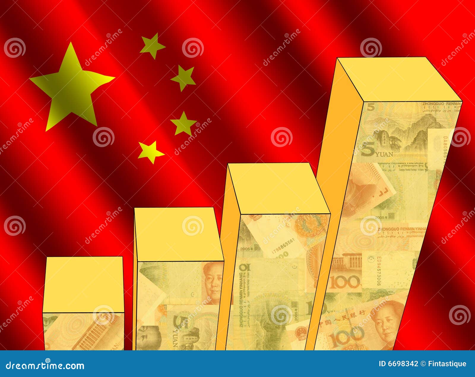 Red Chinese Flag Cargo Shipping Container Falling Down, Crushing From ...