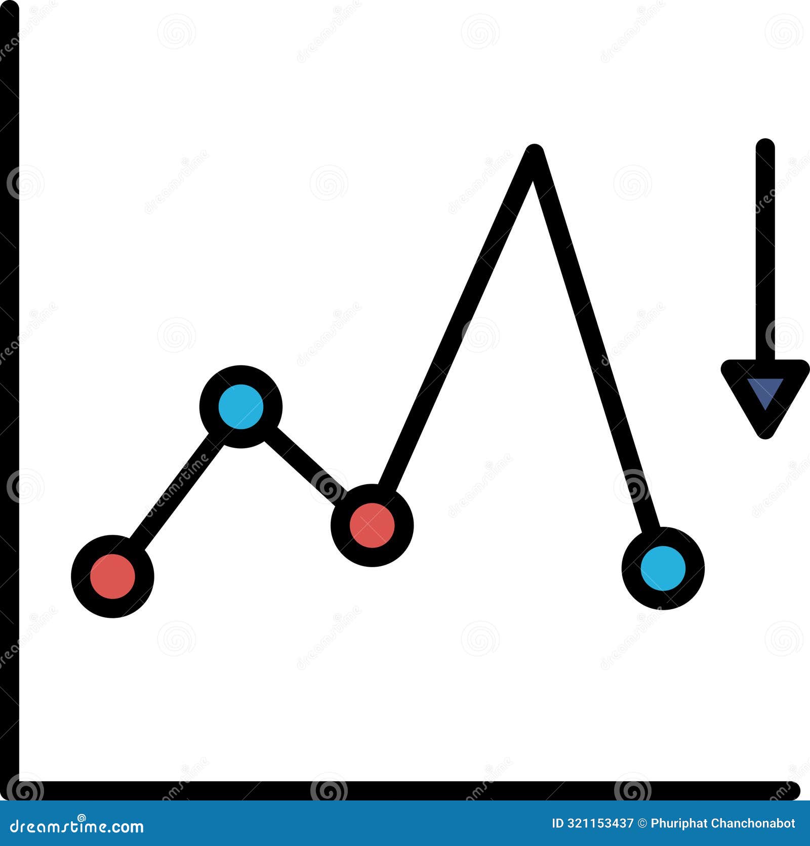 A Graph with a Circle in the Middle and a Downward Trend Stock Vector ...