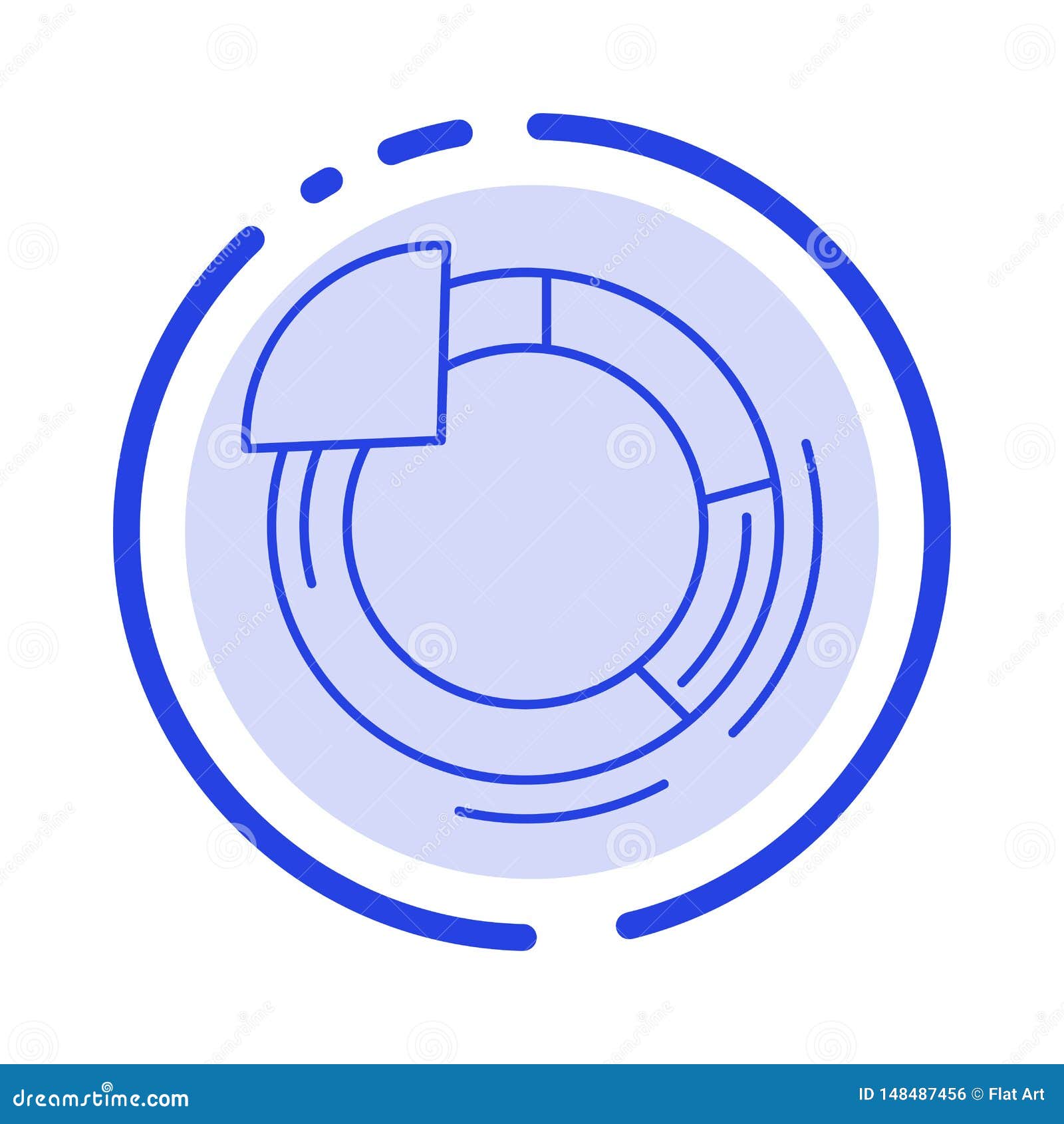 Graph, Circle, Pie, Chart Blue Dotted Line Line Icon Stock Vector ...