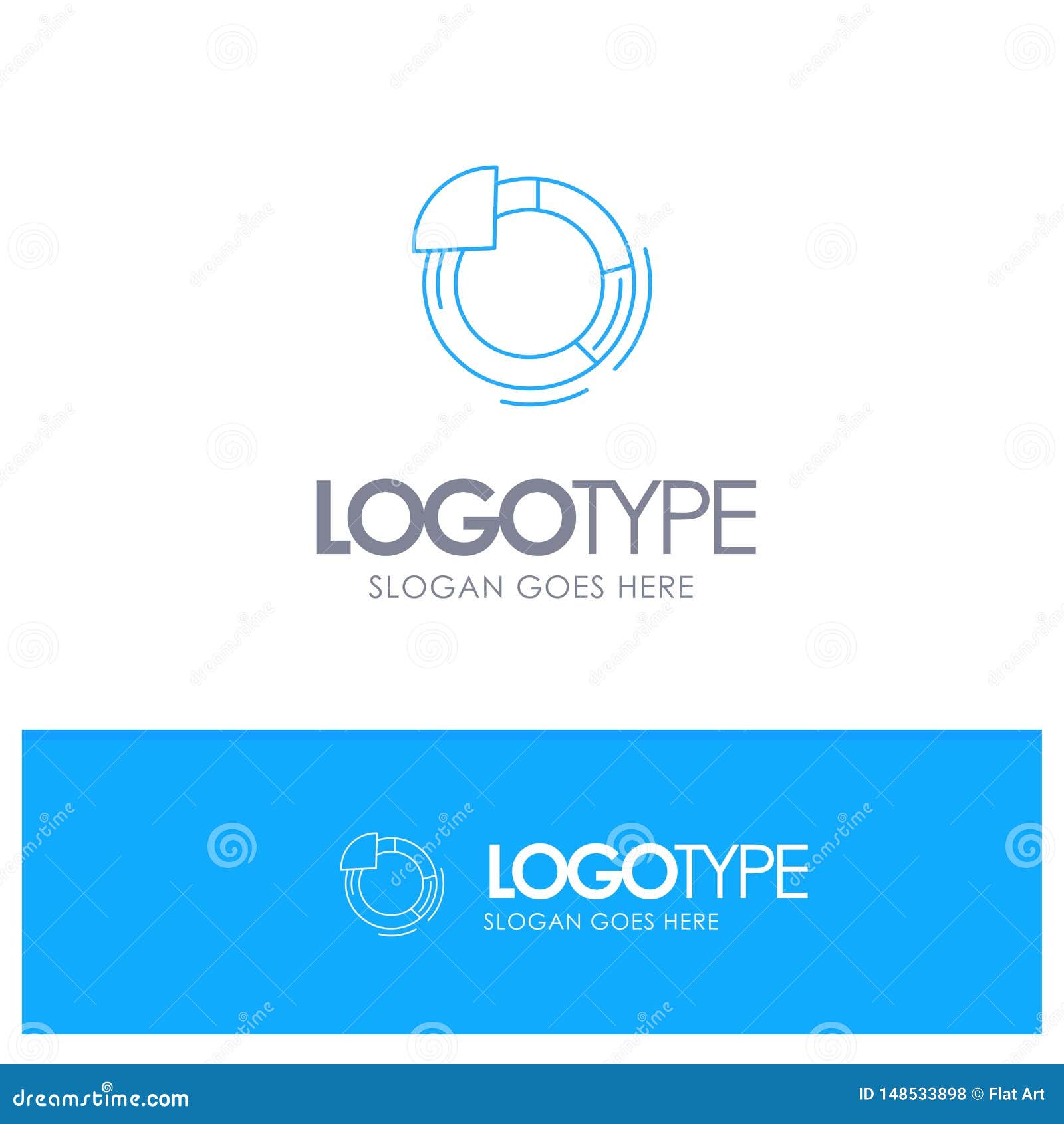 Graph, Circle, Pie, Chart Blue OutLine Logo with Place for Tagline ...