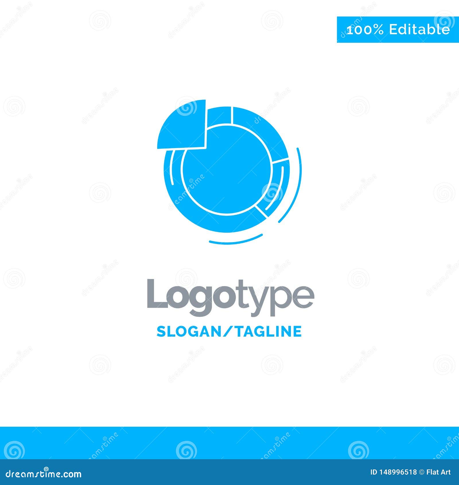Graph, Circle, Pie, Chart Blue Solid Logo Template. Place for Tagline ...