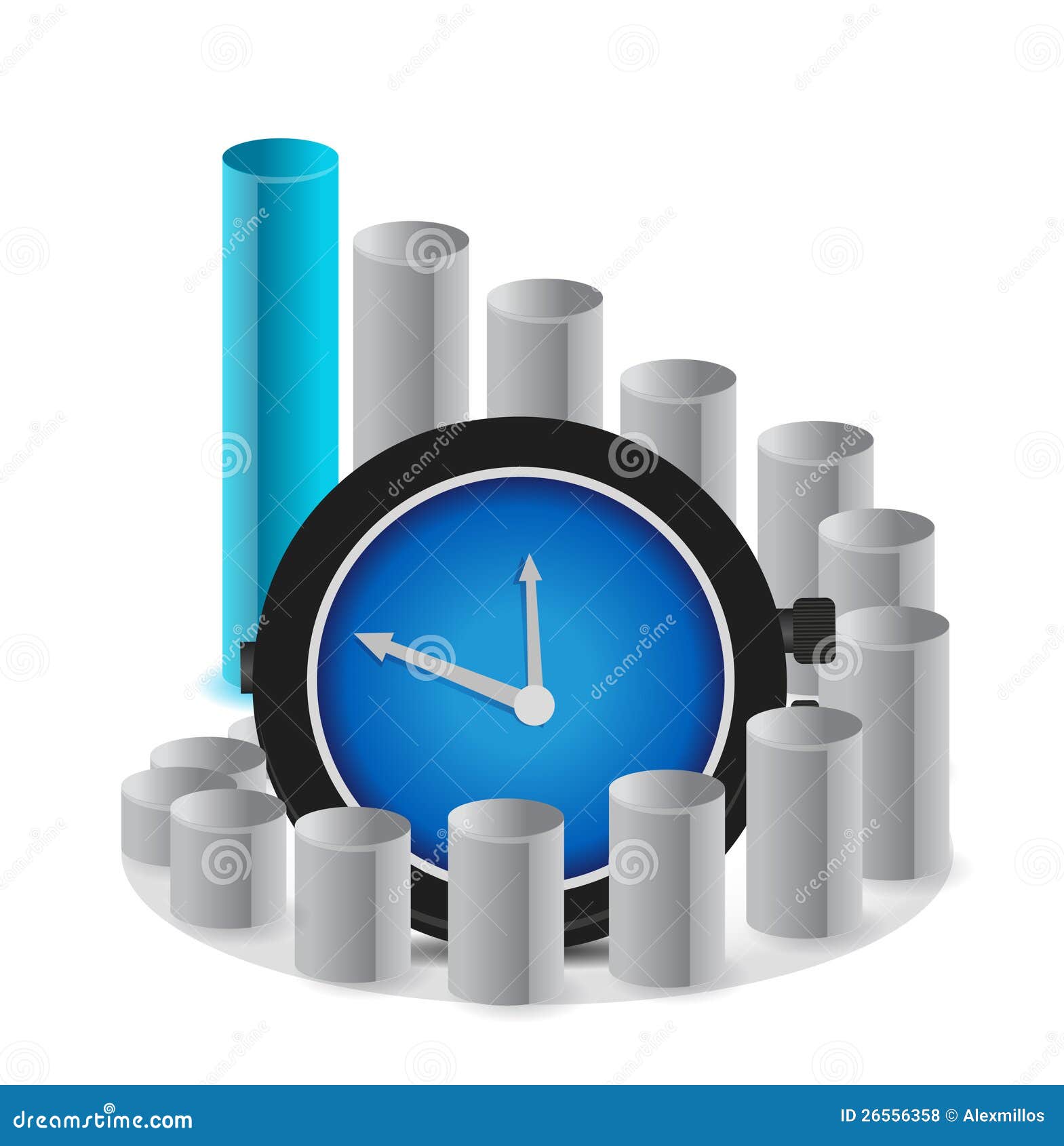 A Graph with Clock a Business Concept Stock Illustration - Illustration ...