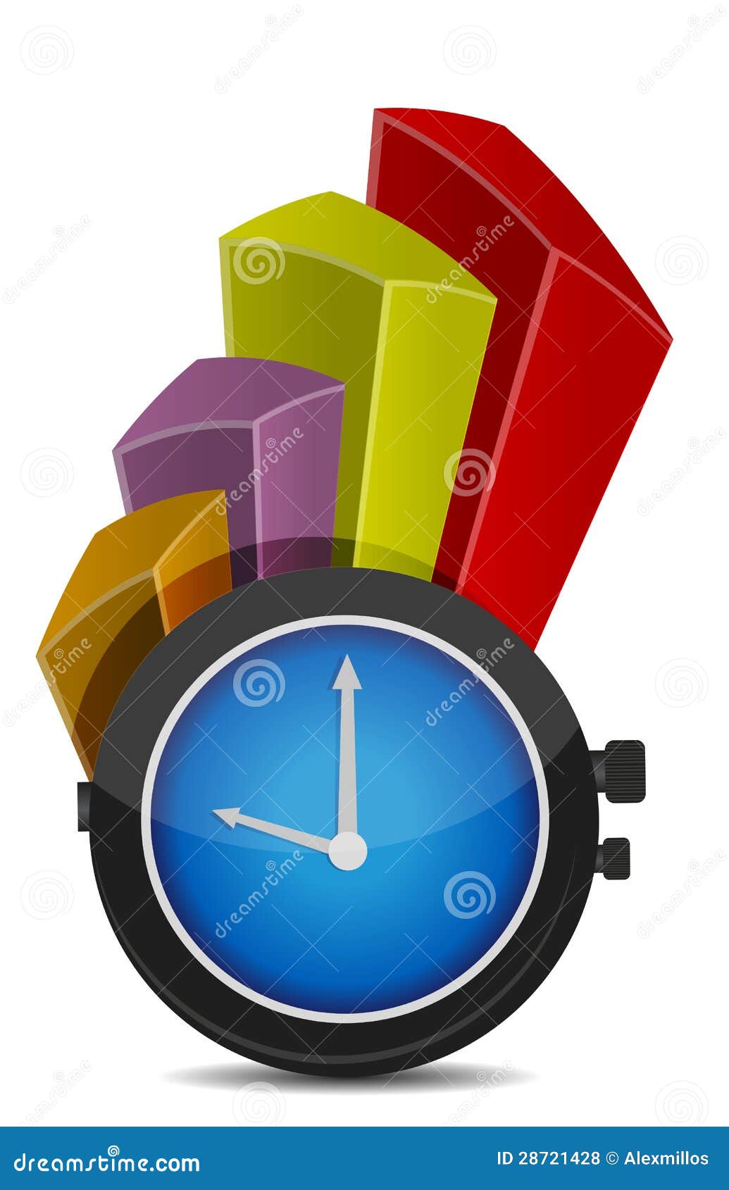 Graph with Clock a Business Concept Stock Illustration - Illustration ...