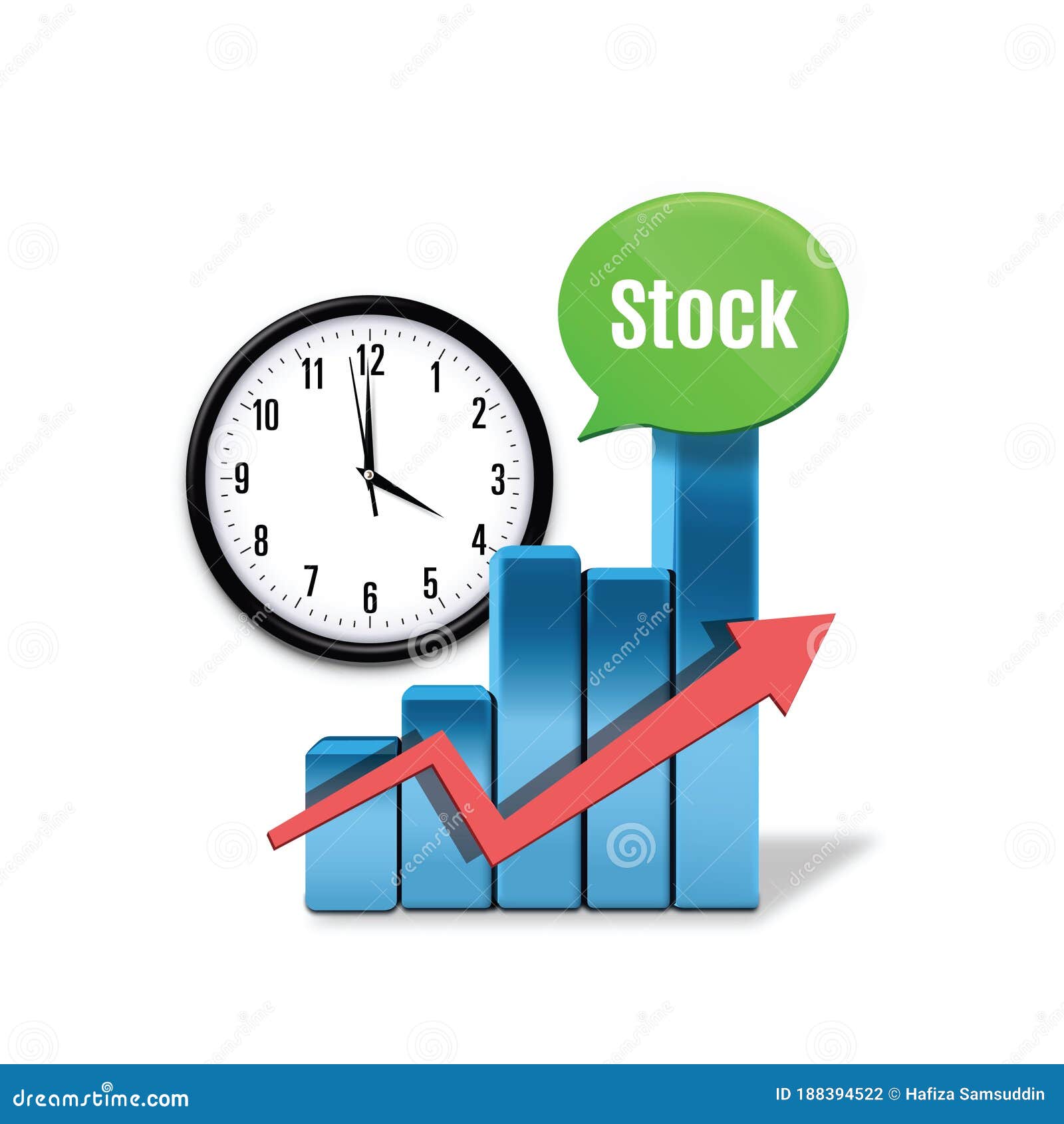 Graph with Clock. Vector Illustration Decorative Design Stock Vector ...