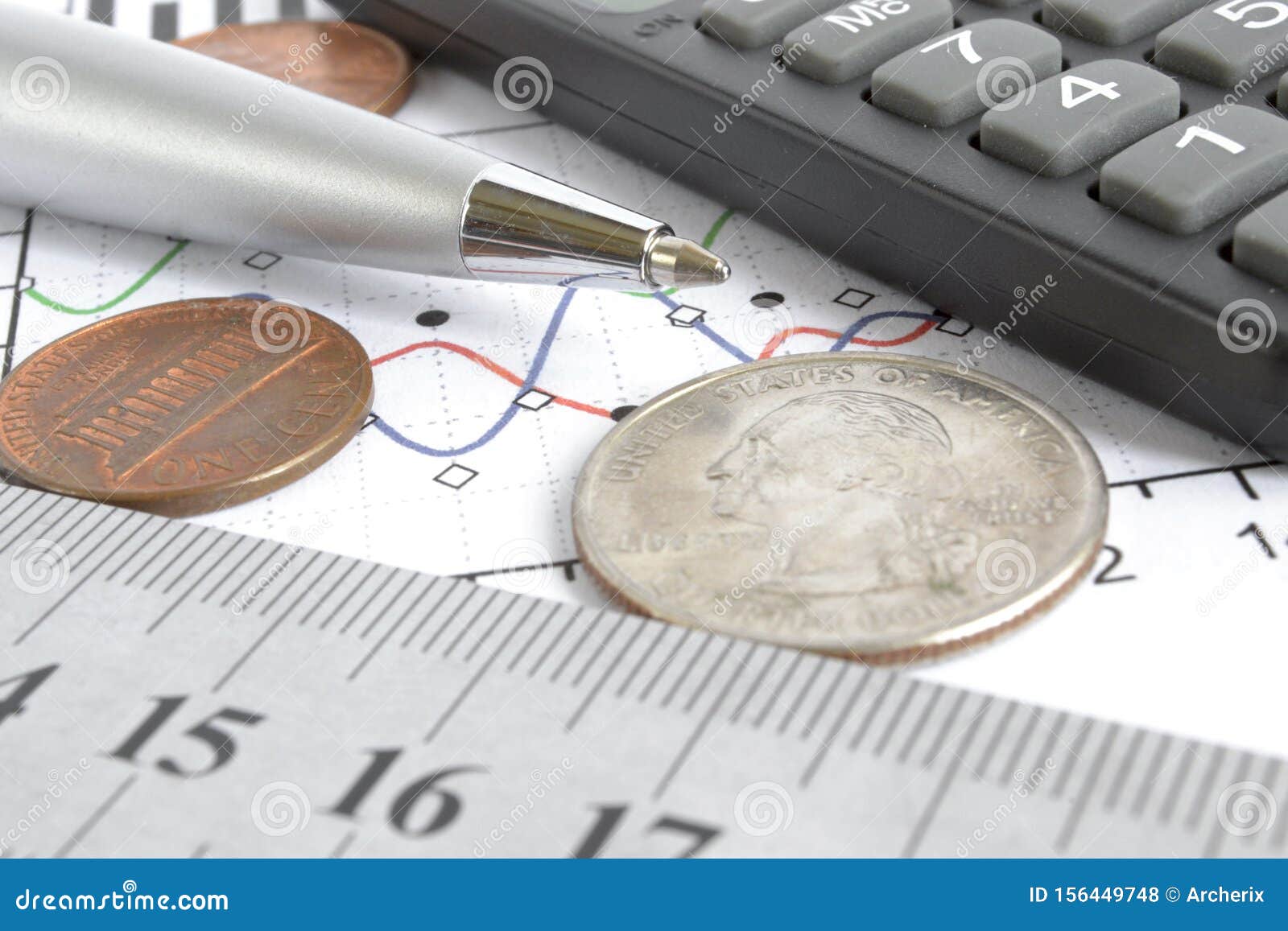 Graph and coins stock photo. Image of buildings, economy - 156449748