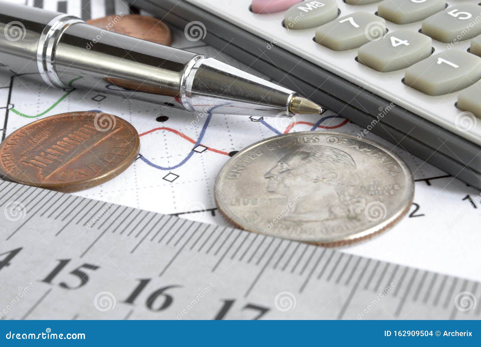 Graph and coins stock photo. Image of cash, background - 162909504