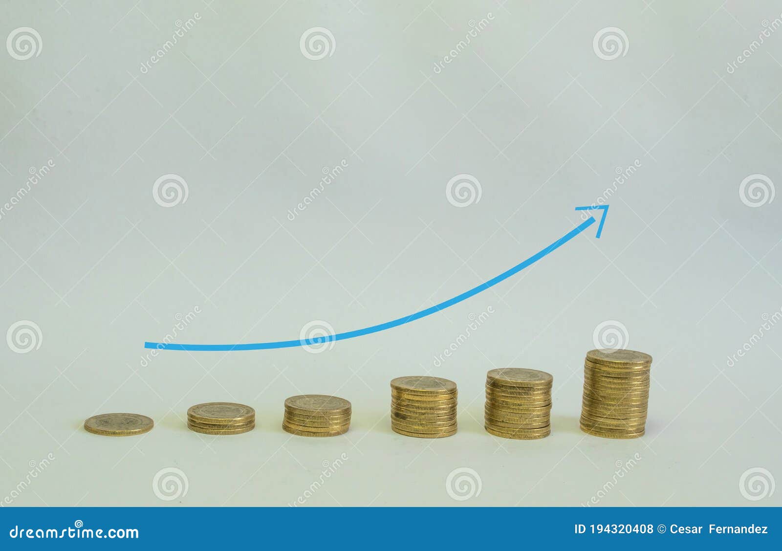 Graph with Coins in Rising Economy Concept Stock Photo - Image of arrow ...