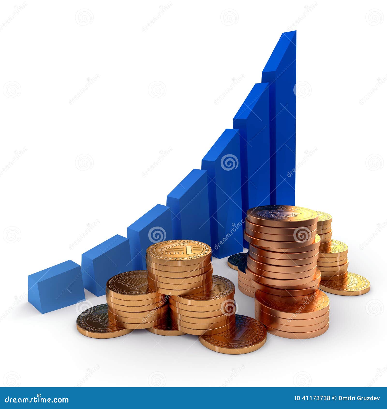 Graph and coins stock illustration. Illustration of growth - 41173738