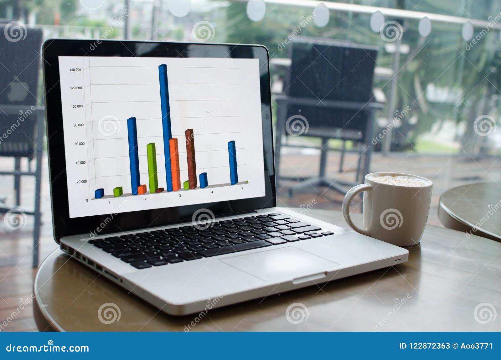 Graph and computer laptop stock image. Image of internet - 122872363