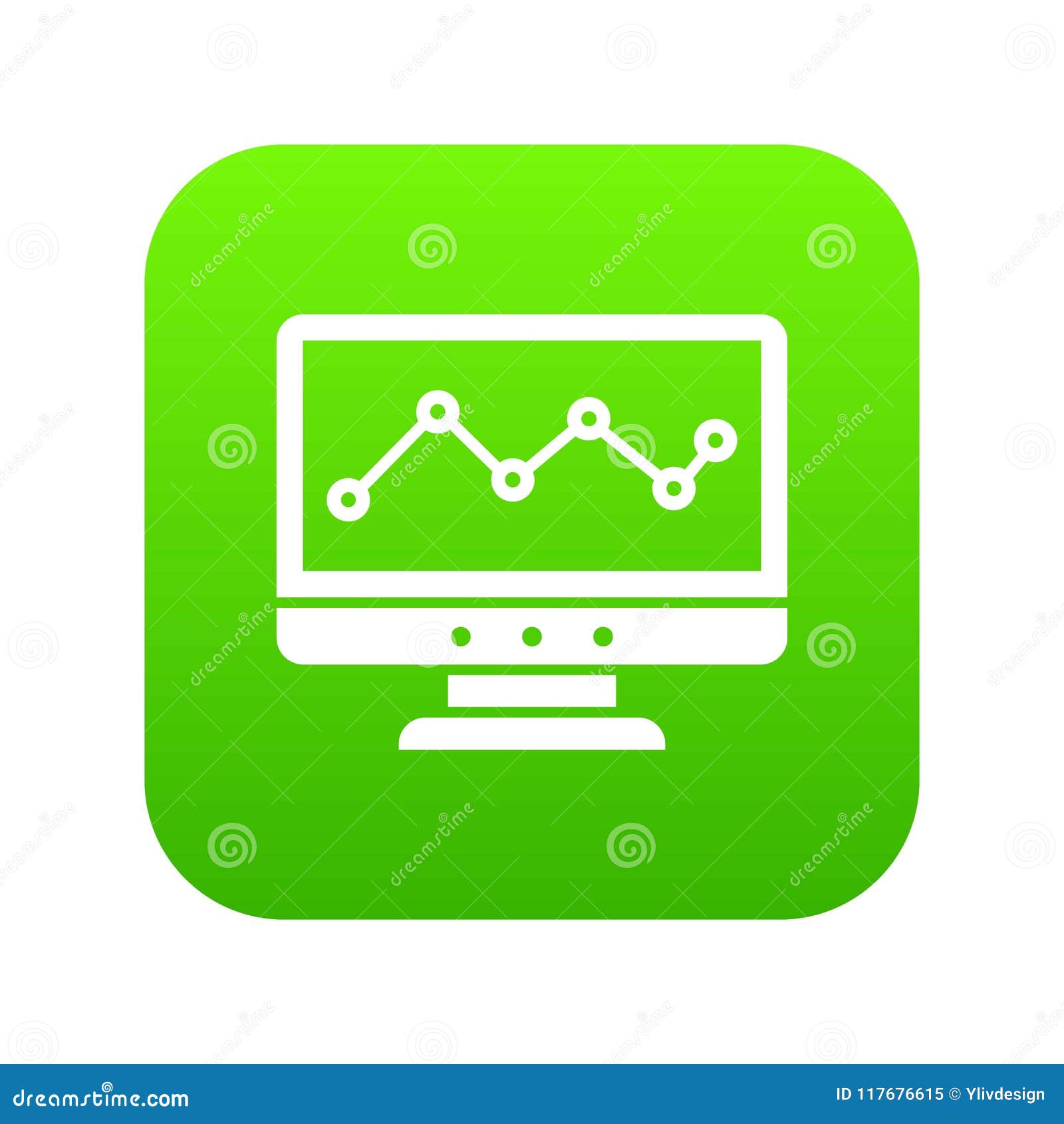 Graph in Computer Screen Icon Digital Green Stock Vector - Illustration ...
