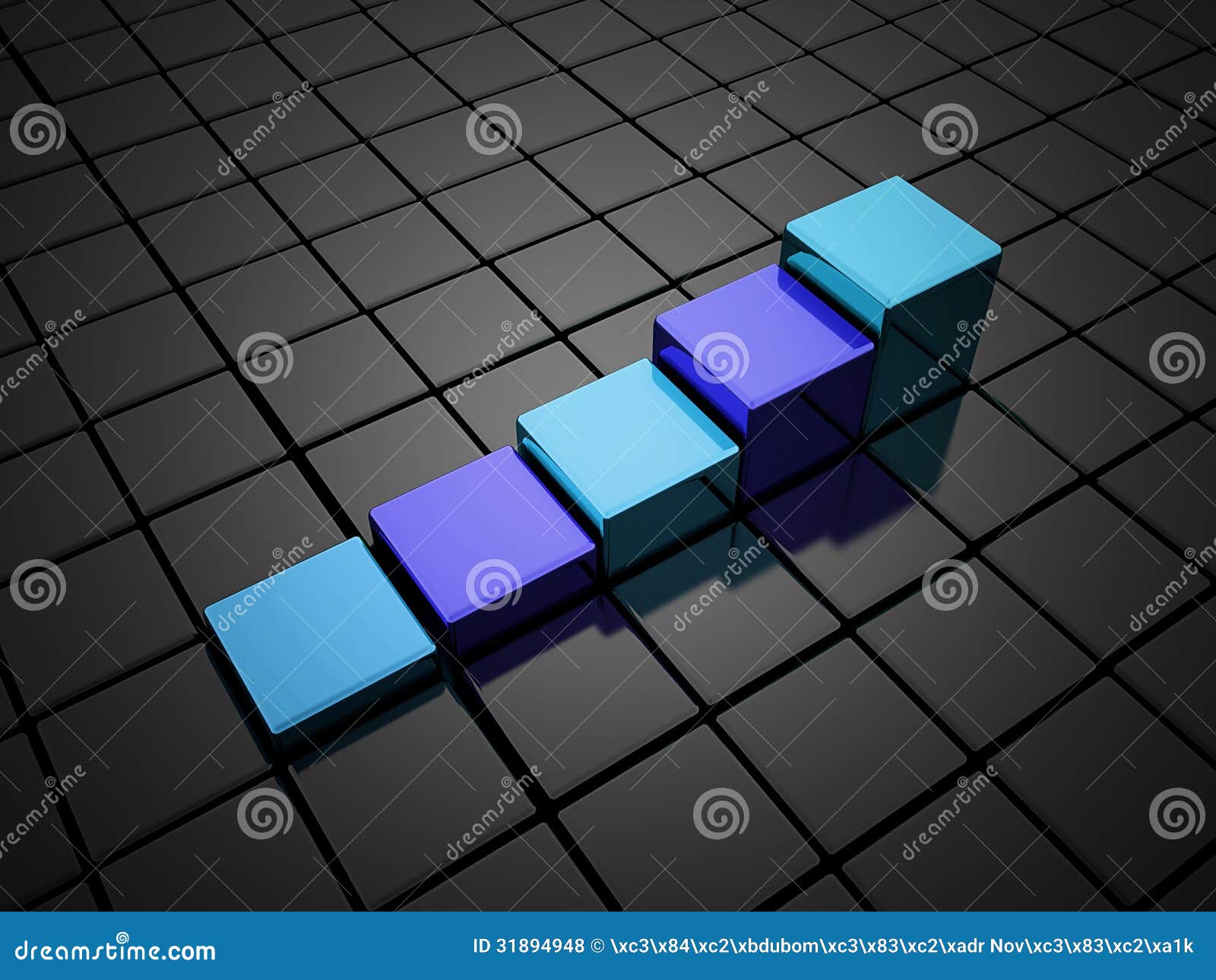 Graph with cubes rendered stock illustration. Illustration of money ...