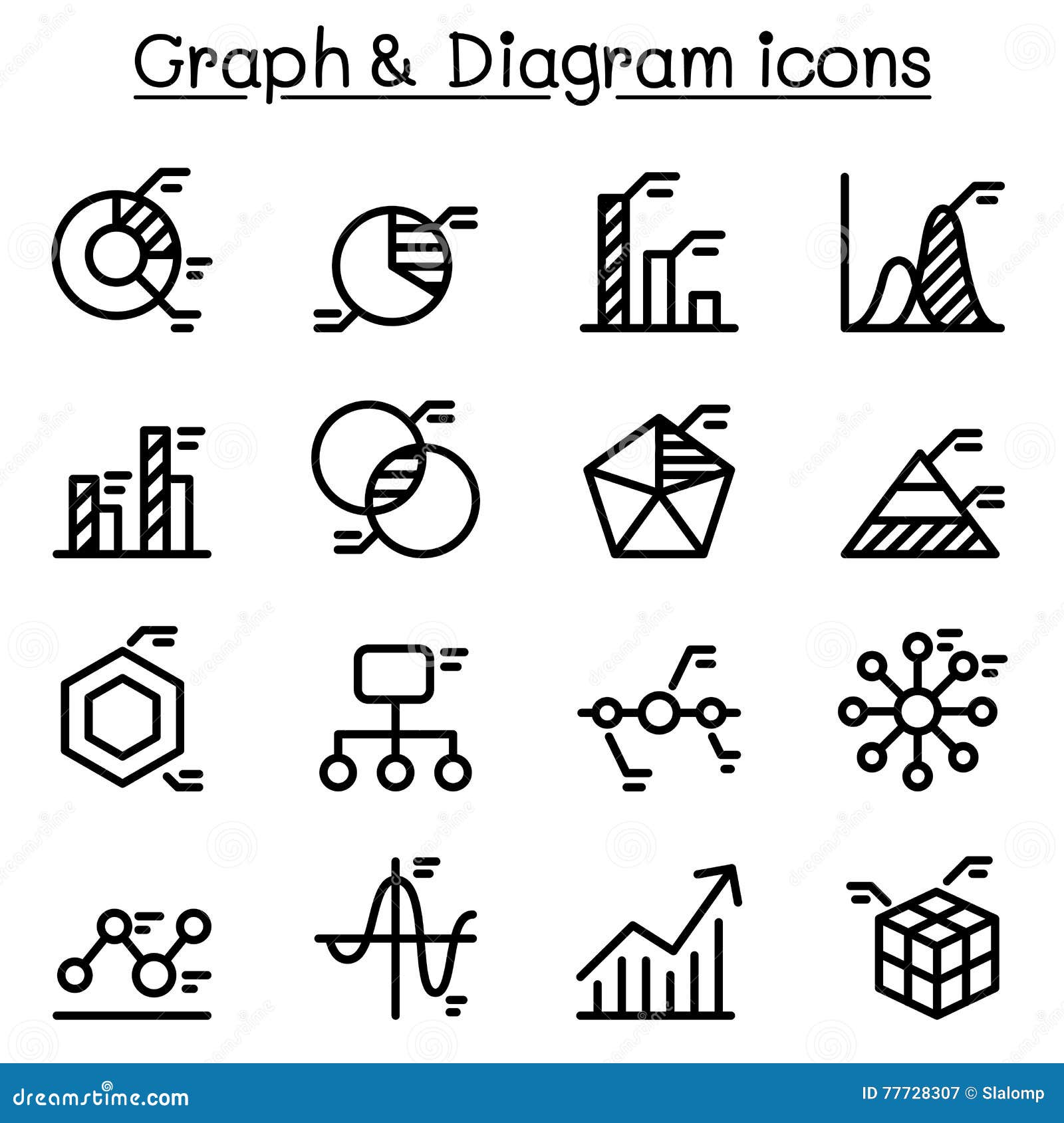 Graph , Data , Diagram Icon Set in Thin Line Style Stock Illustration ...