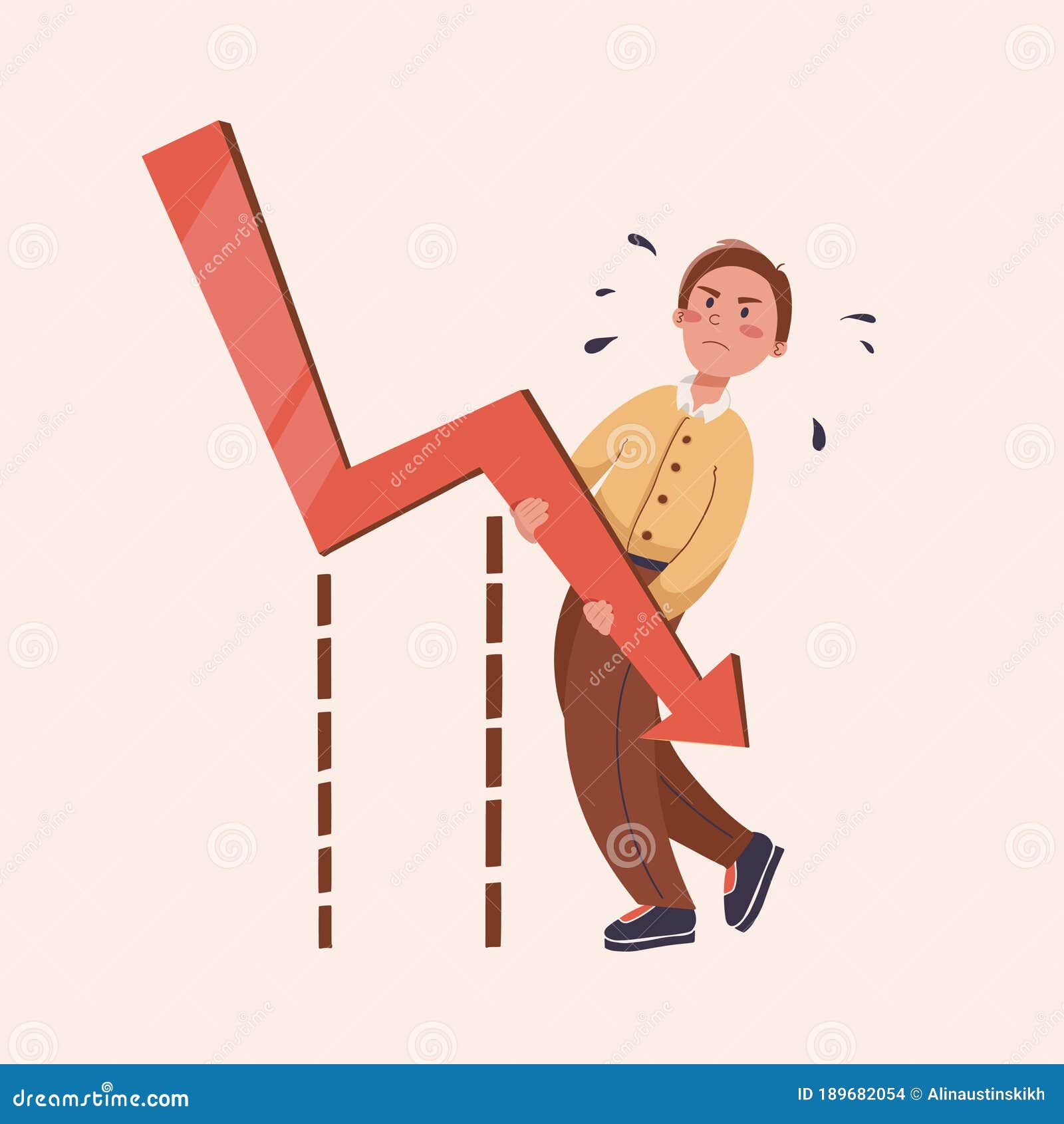 Graph of Decline. Decrease in Profit. the Person is Struggling To ...