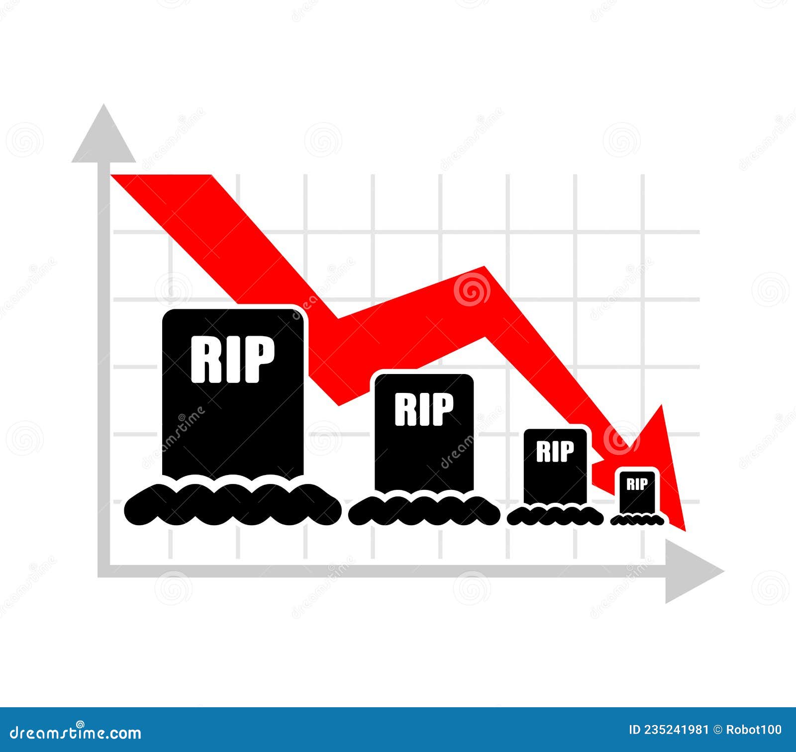 Graph of Decline in Mortality. Shrinking Graves Stock Vector ...