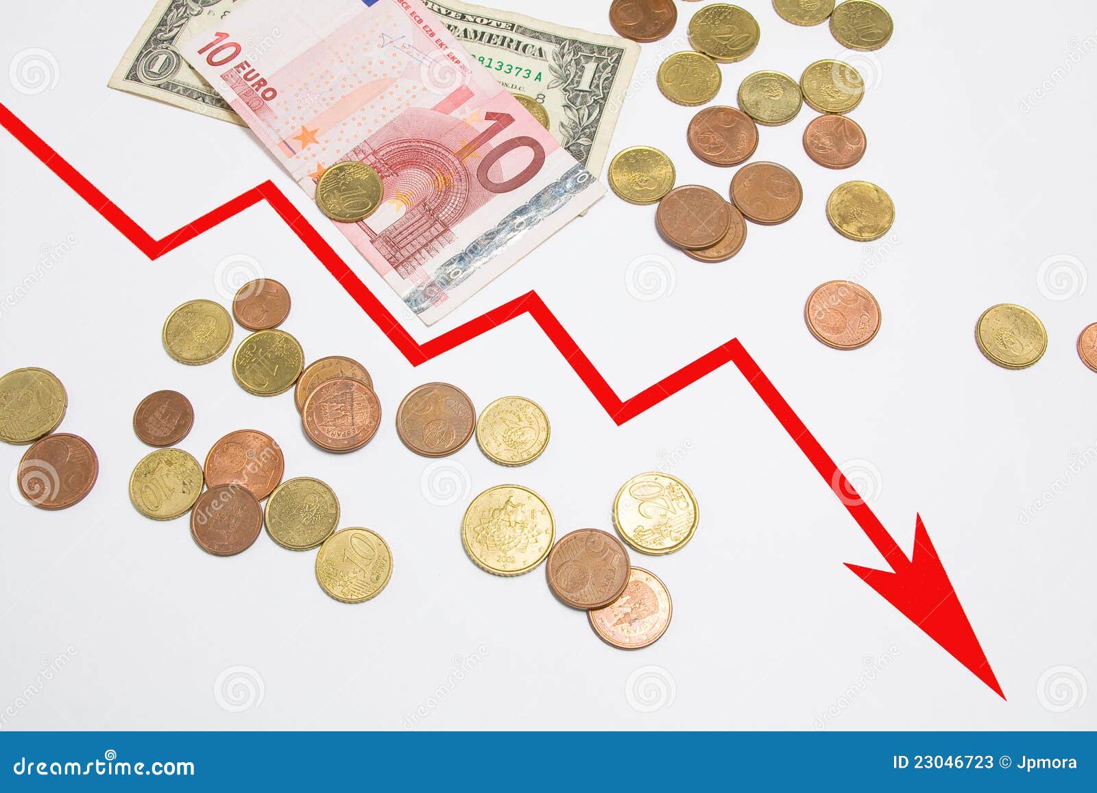 Graph decrease stock image. Image of crash, graph, coins - 23046723