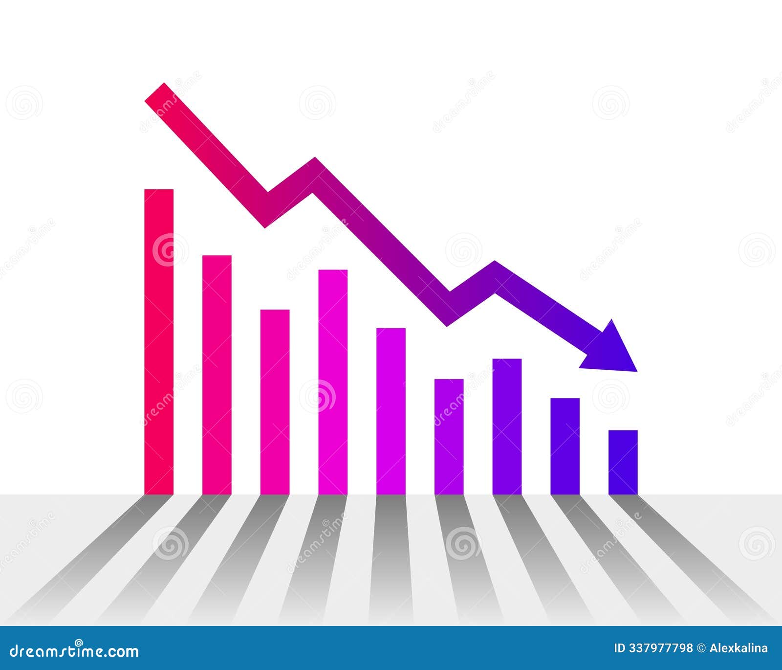Finance. Vector Illustration Of Devaluation. A Bar Chart Icon, Over ...
