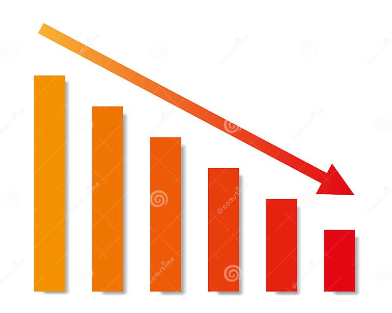 Graph with Decrease Report. Diagram with Recession and Bankruptcy Progress Stock Vector ...