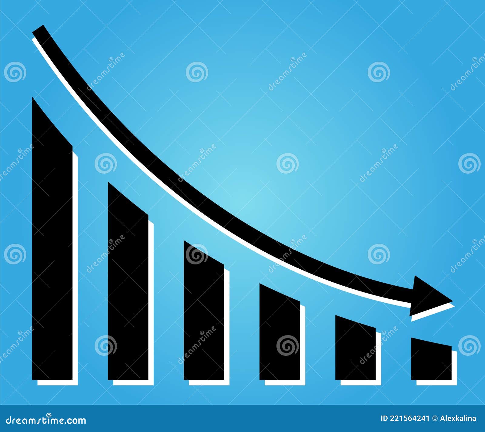 Graph with Decrease Report. Diagram with Recession and Bankruptcy Progress Stock Vector ...