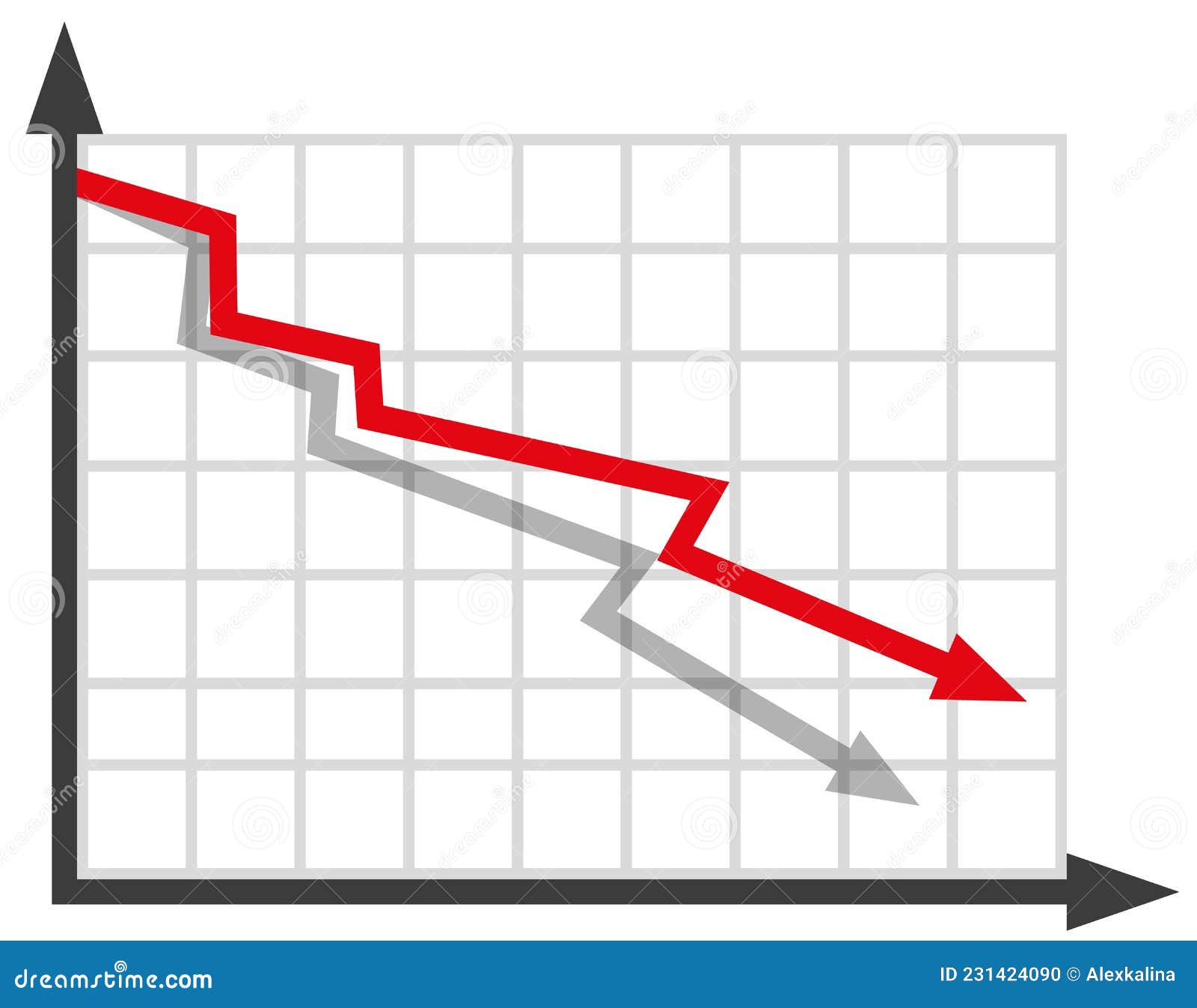 Graph with Decrease Report. Diagram with Recession and Bankruptcy Progress Stock Vector ...