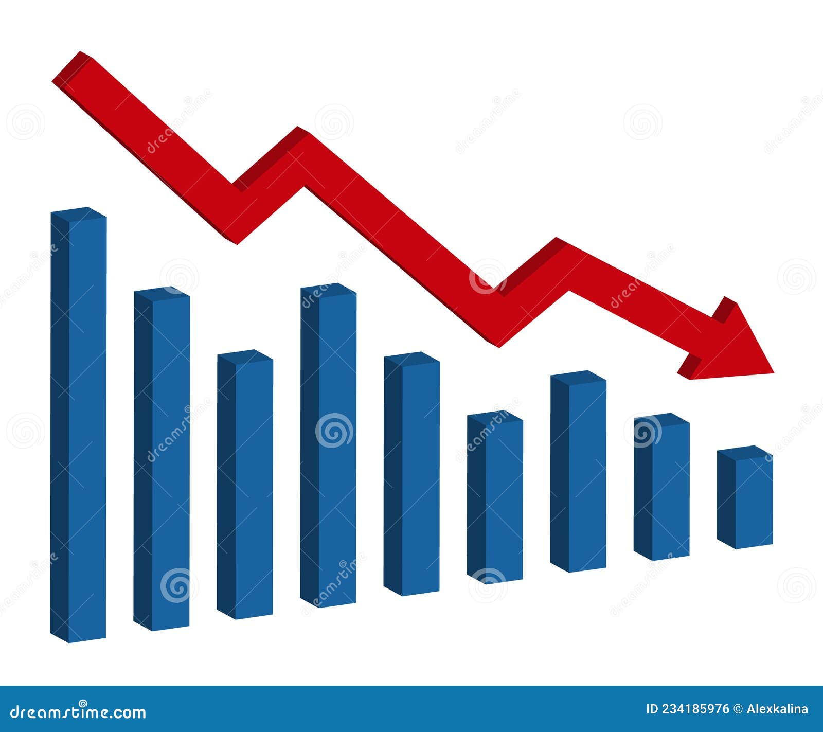 Graph with Decrease Report. Diagram with Recession and Bankruptcy Progress Stock Vector ...
