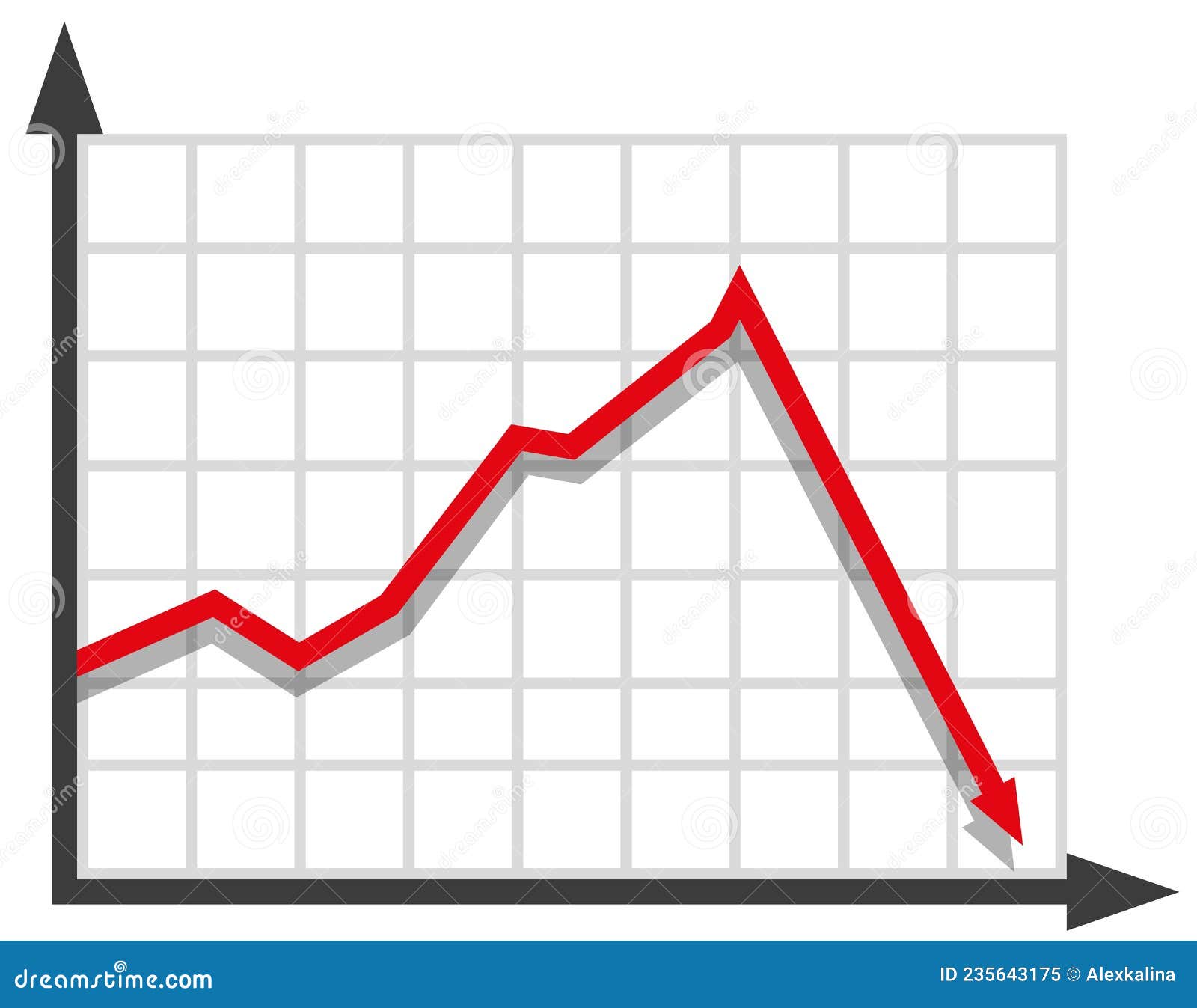 Graph with Decrease Report. Diagram with Recession and Bankruptcy ...