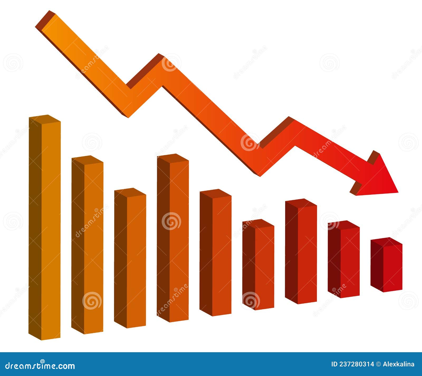 Graph with Decrease Report. Diagram with Recession and Bankruptcy Progress Stock Vector ...