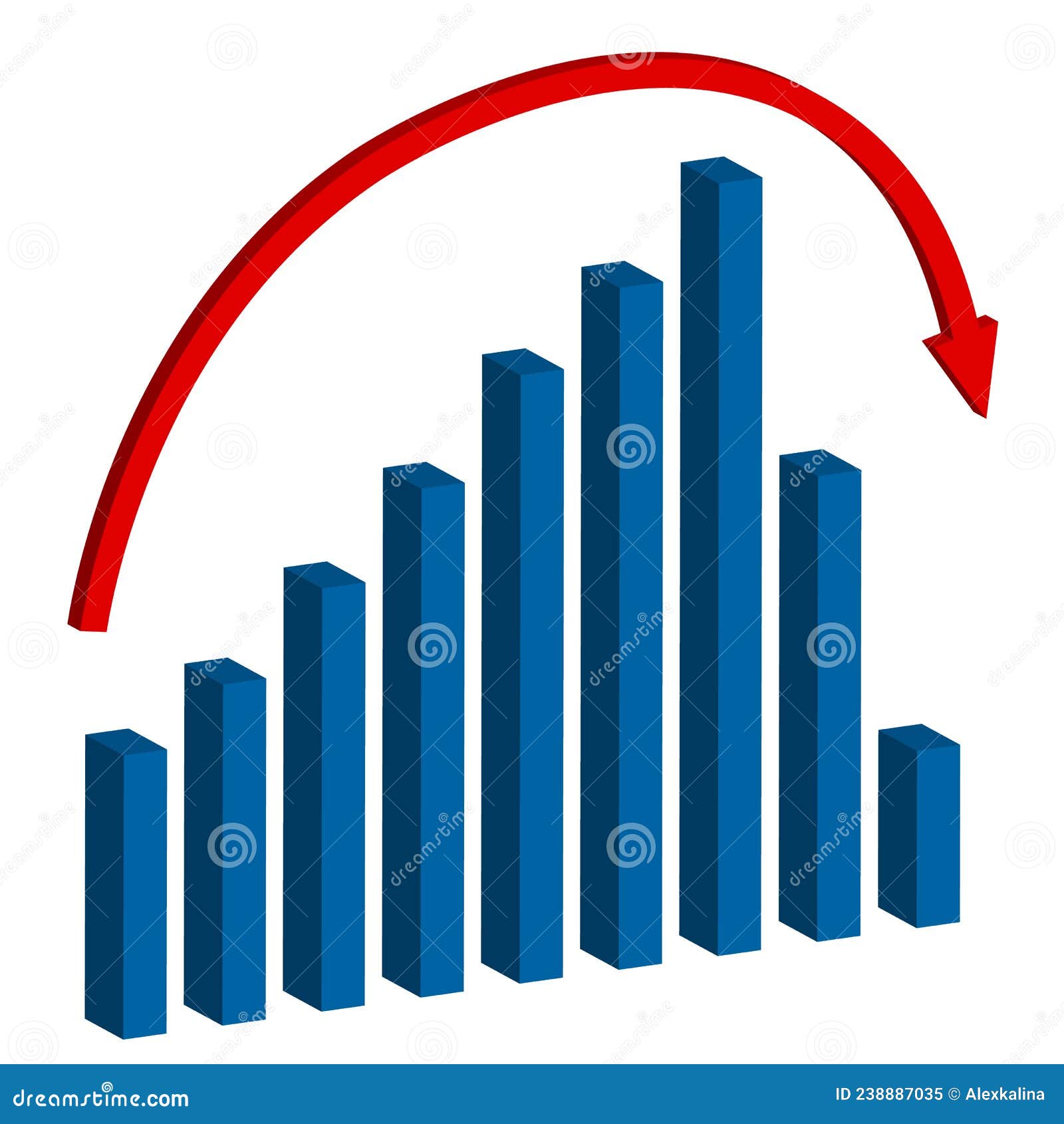Graph with Decrease Report. Diagram with Recession and Bankruptcy Progress Stock Vector ...