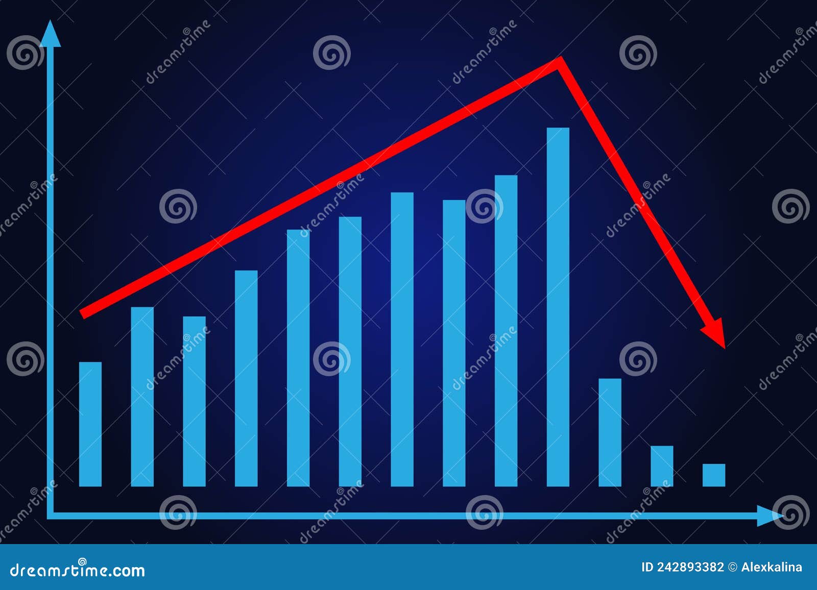 Graph with Decrease Report. Diagram with Recession and Bankruptcy Progress Stock Vector ...