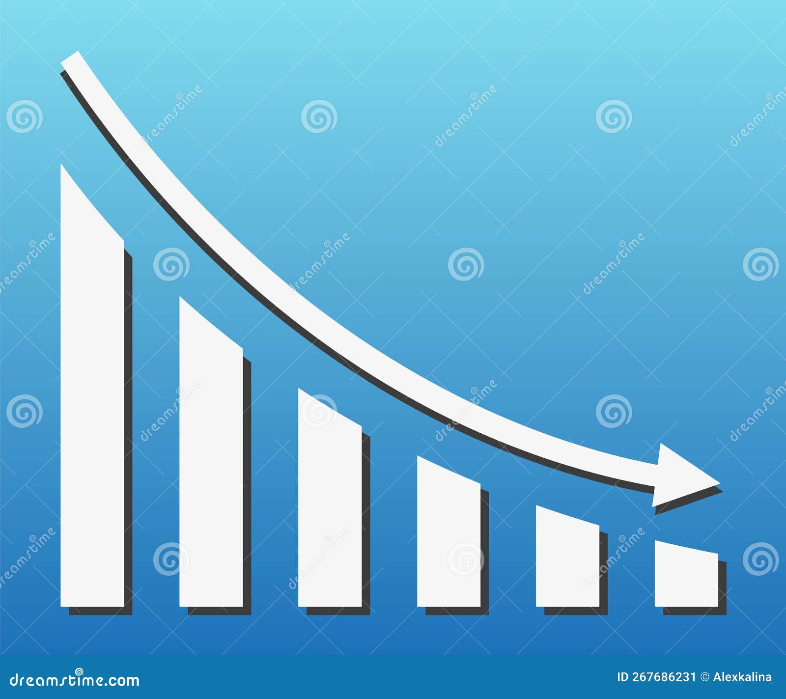 Graph with Decrease Report. Diagram with Recession and Bankruptcy Progress Stock Vector ...