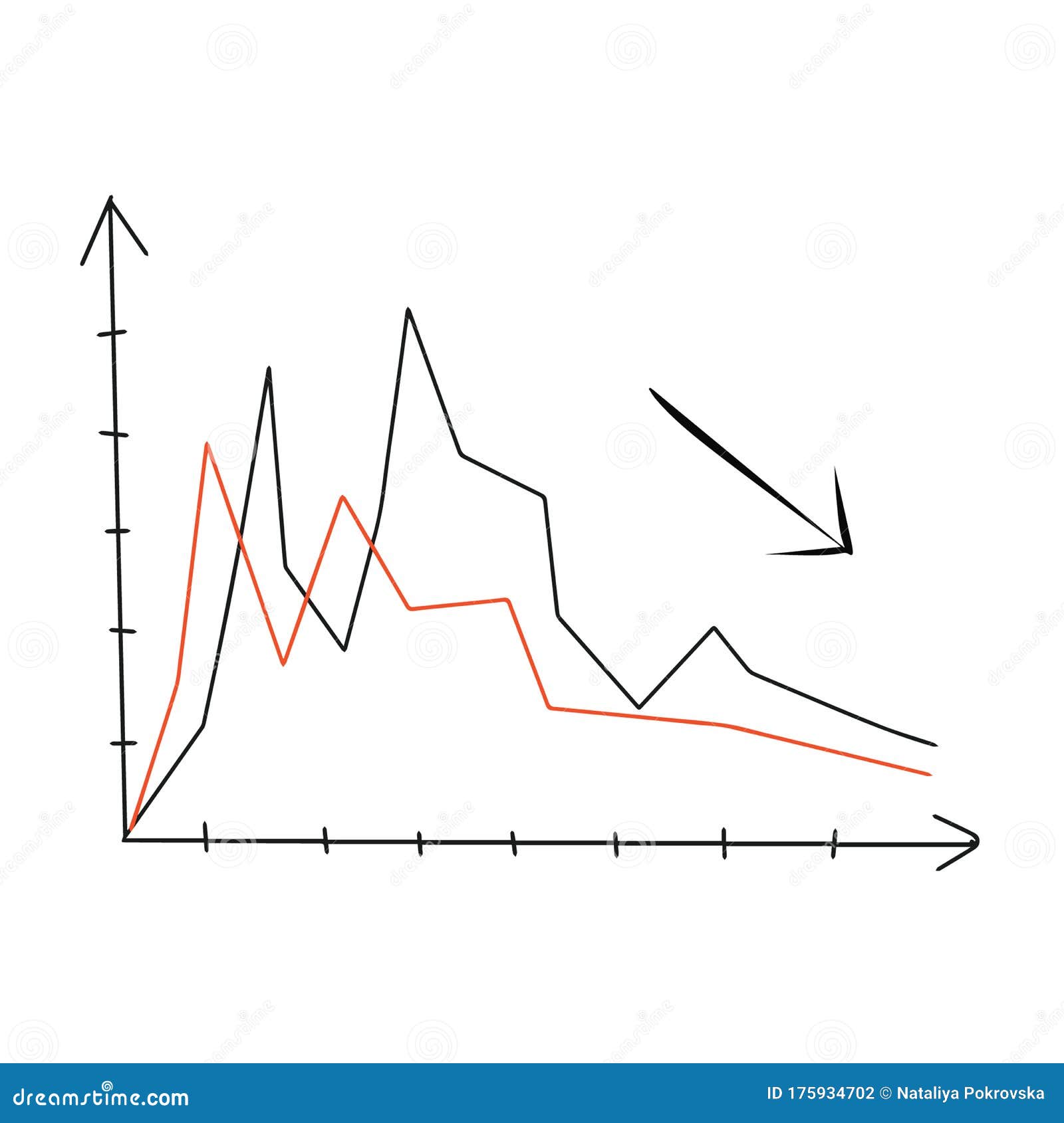 Graph Of Of Decreasing Level Of Income, Taxes. Vector Illustration In ...
