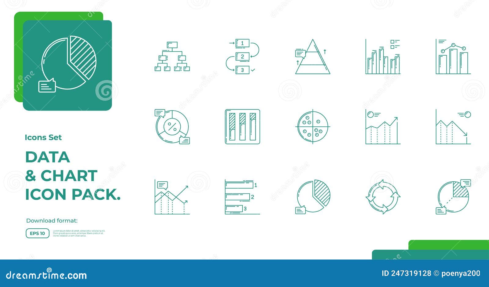Graph and Diagram Line Icons Set. Statistics Financial Chart Icon Stock ...