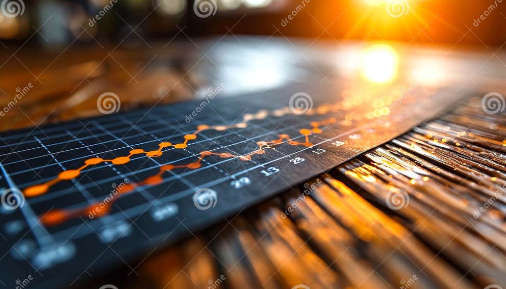 A Graph is Displayed on a Wooden Table Stock Photo - Image of economic ...