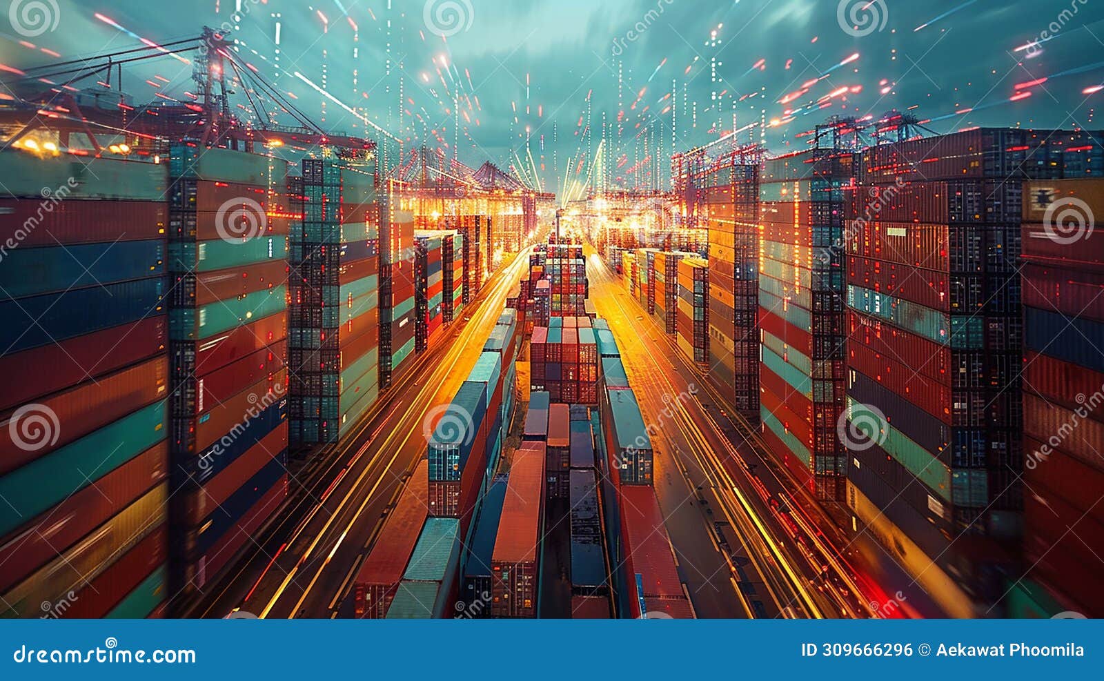 Graph Displaying Columns Against the Backdrop of Shipping Containers in ...