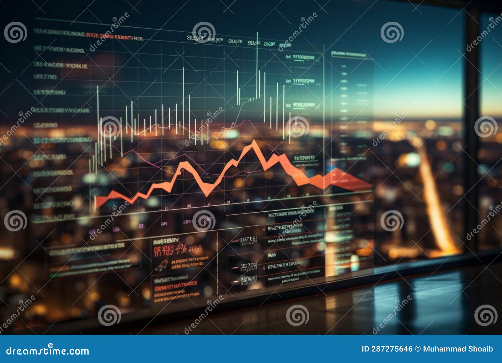 Graph Displaying Screen with Financial Label, Offering a Visual ...