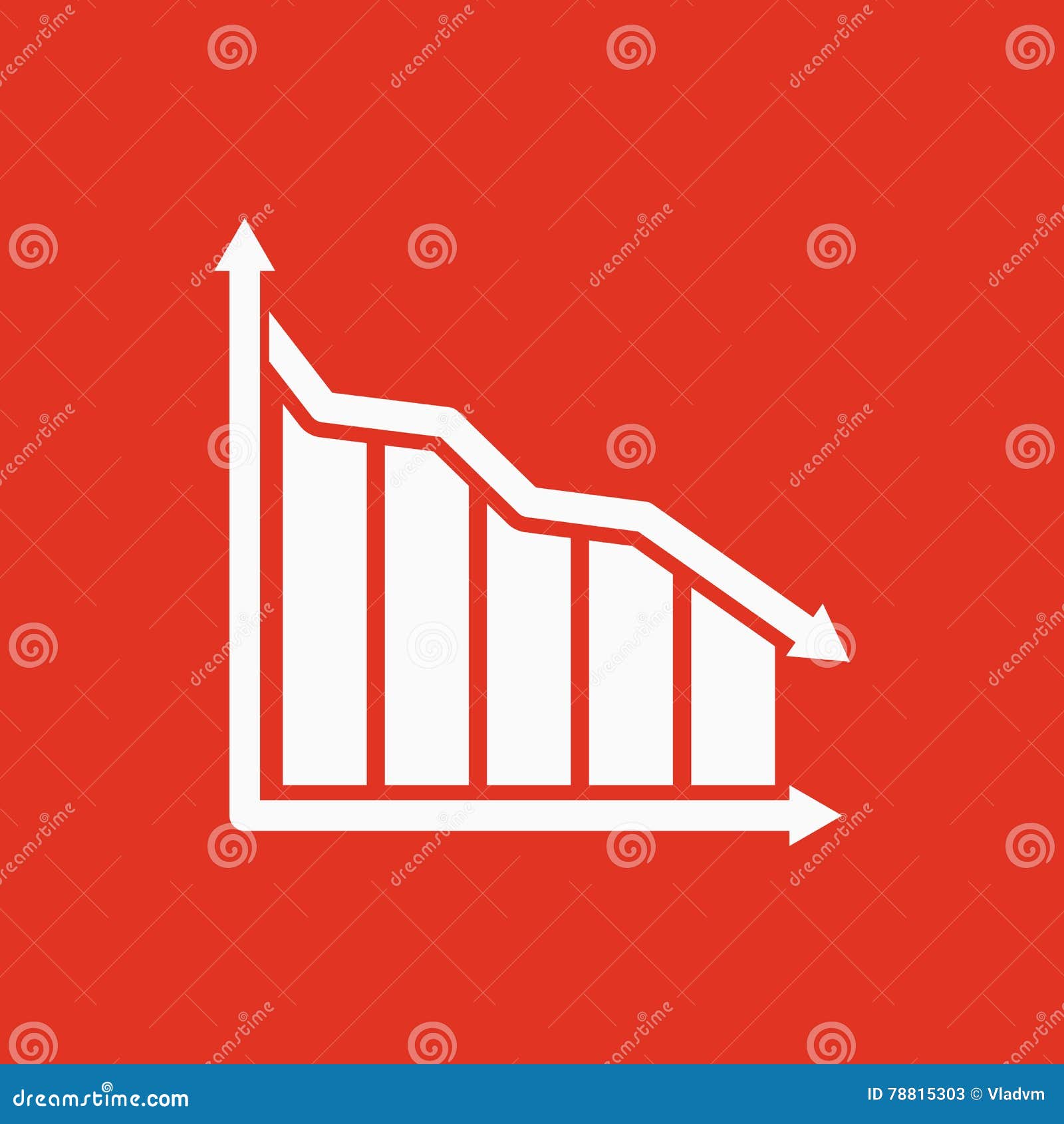 The Graph Down Icon. Chart Below and Loss, Reduction Symbol Stock ...