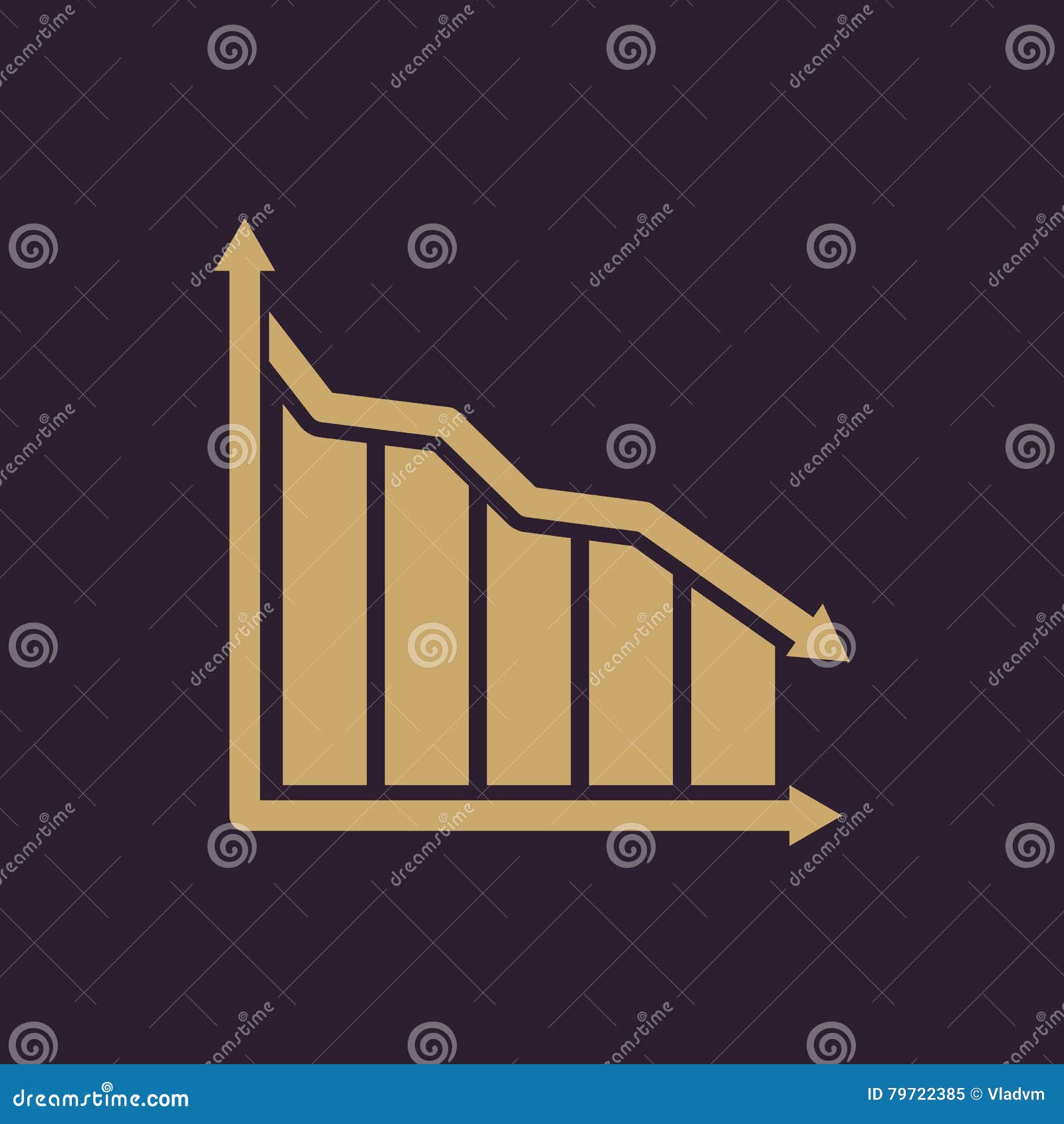 The Graph Down Icon. Chart Below and Loss, Reduction Symbol Stock ...