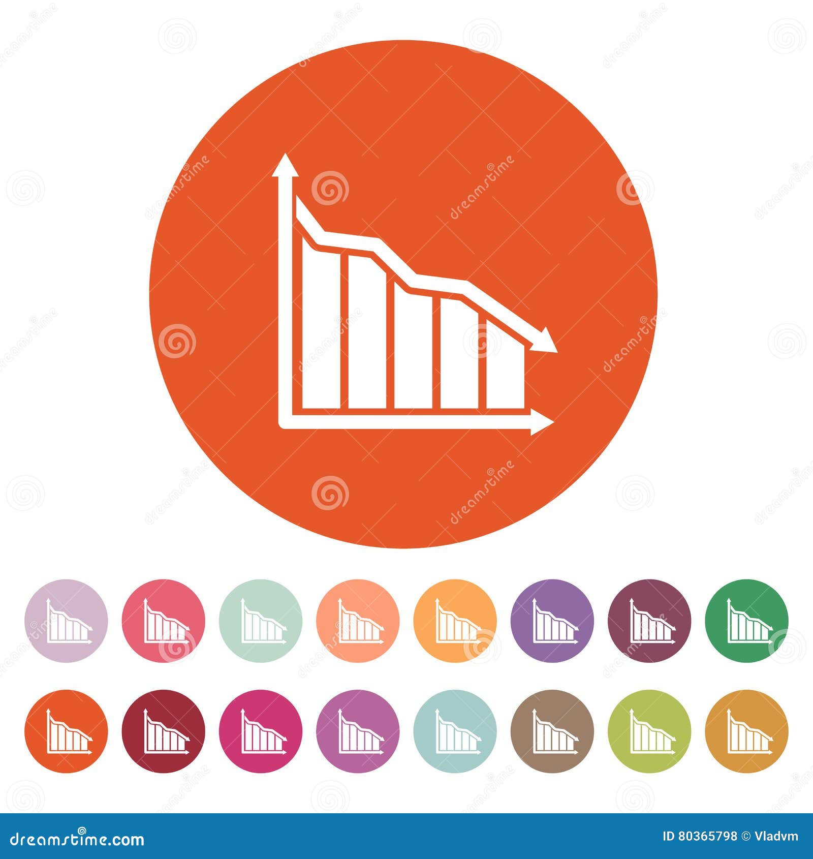 The Graph Down Icon. Chart Below And Loss, Reduction Symbol. Flat ...