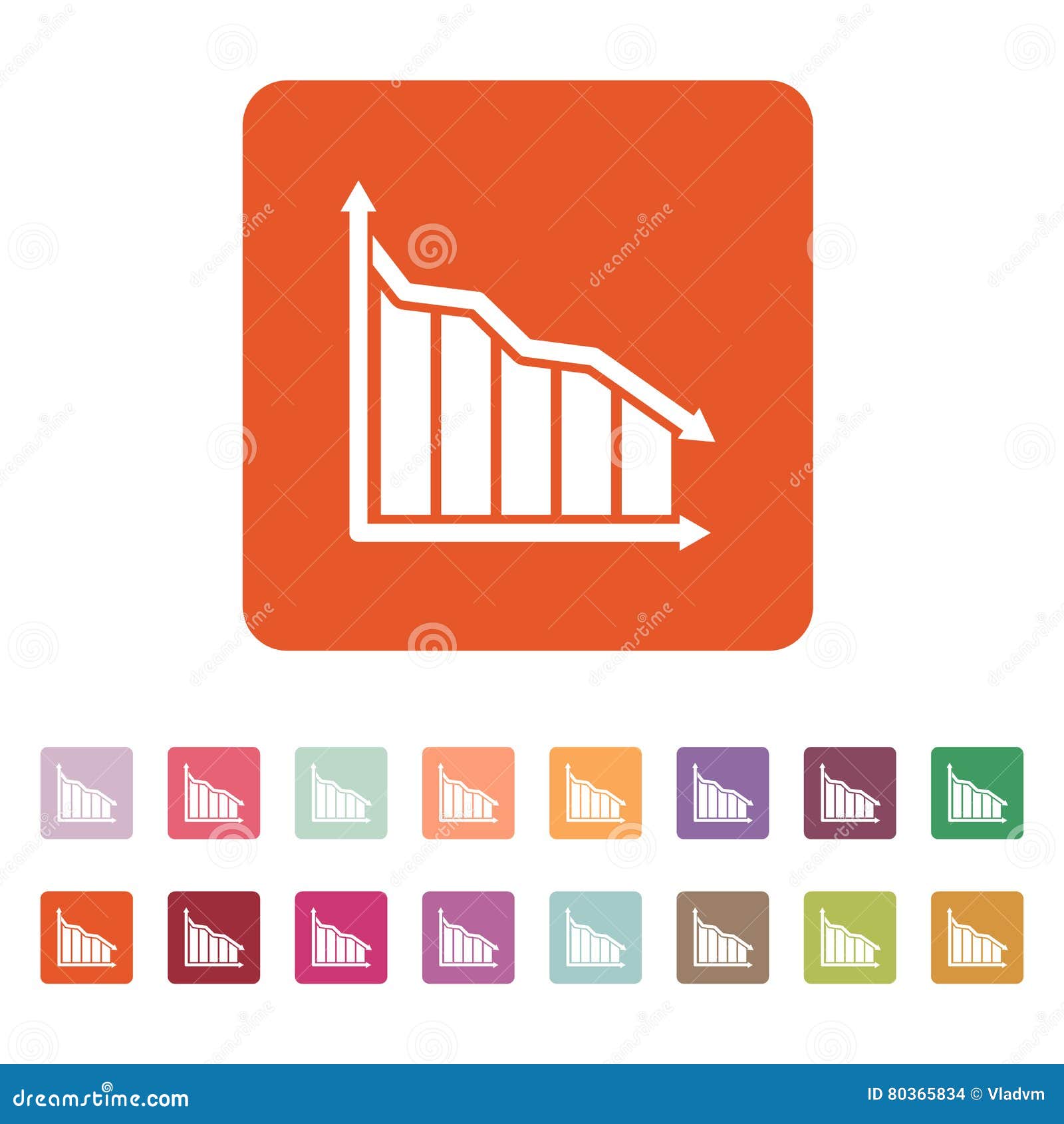 The Graph Down Icon. Chart Below And Loss, Reduction Symbol. Flat ...