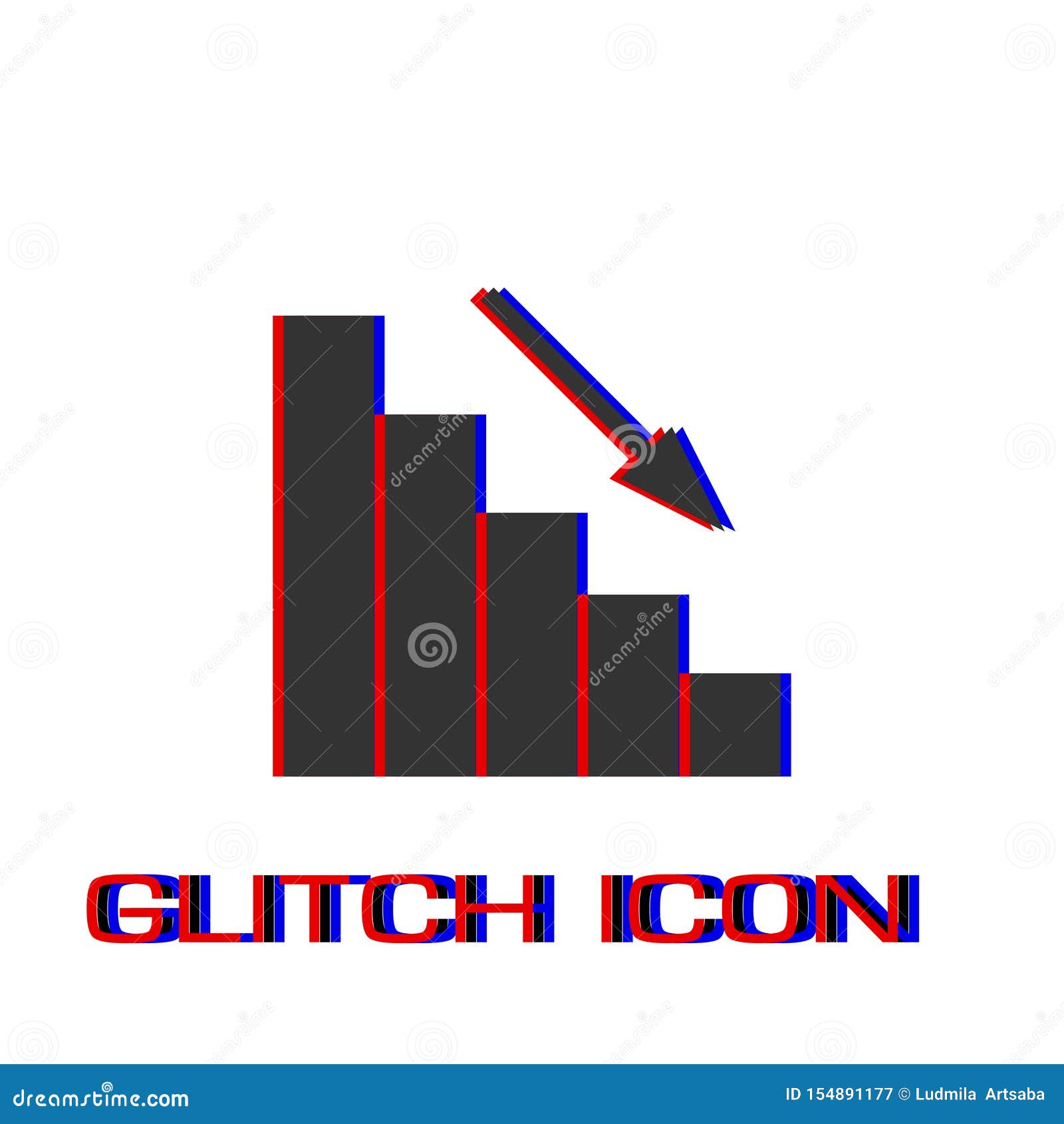 Graph down icon flat. stock vector. Illustration of icon - 154891177