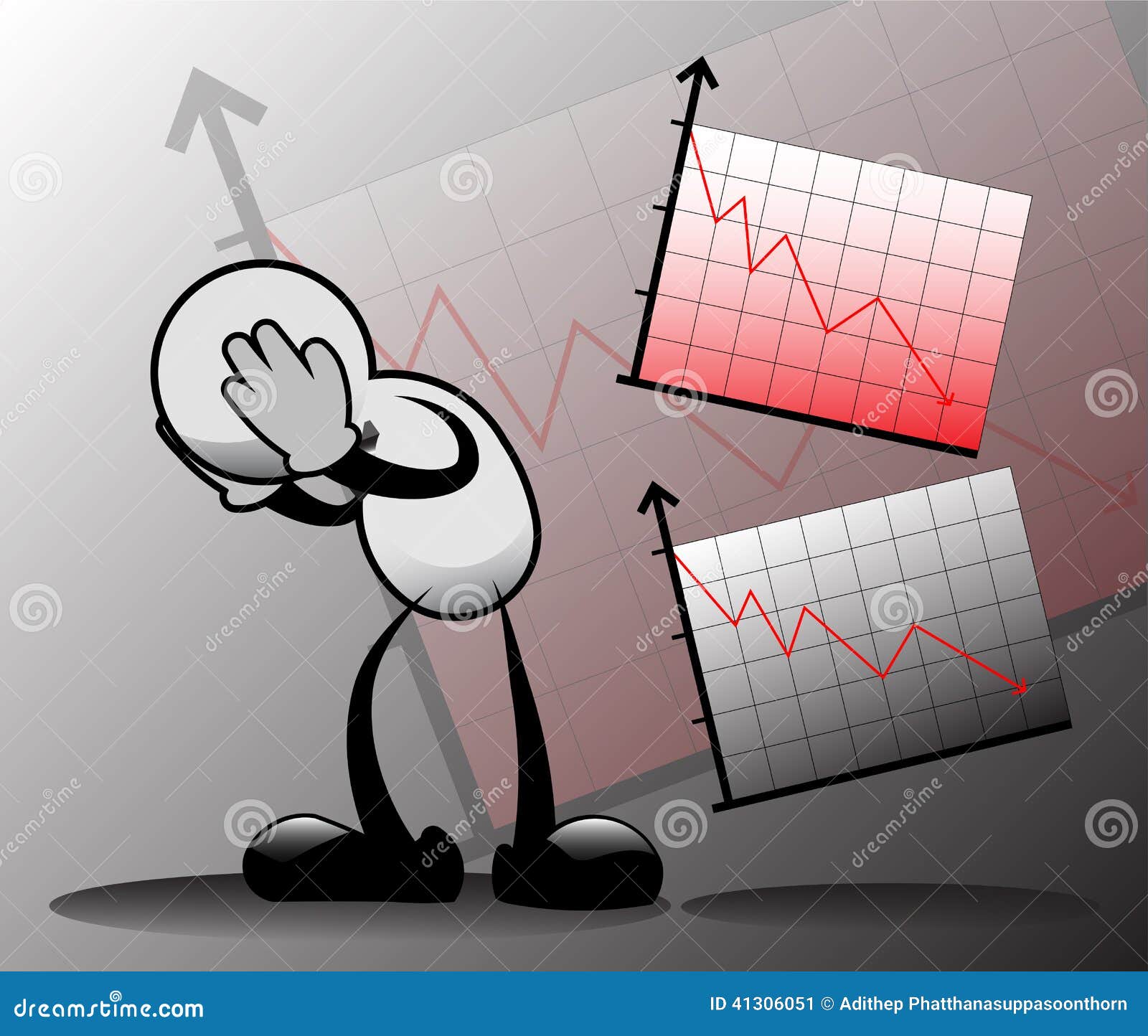 The Graph Down Icon. Chart Below And Loss, Reduction Symbol. Flat ...