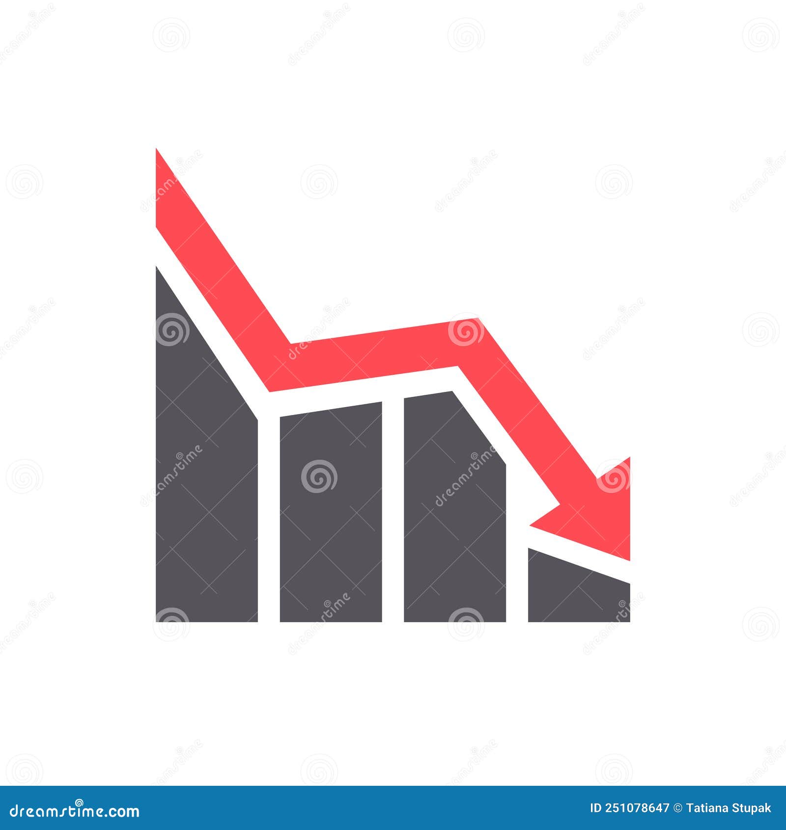 Graph Down, Reduce Progress Icon. Vector Isolated Business Concept ...
