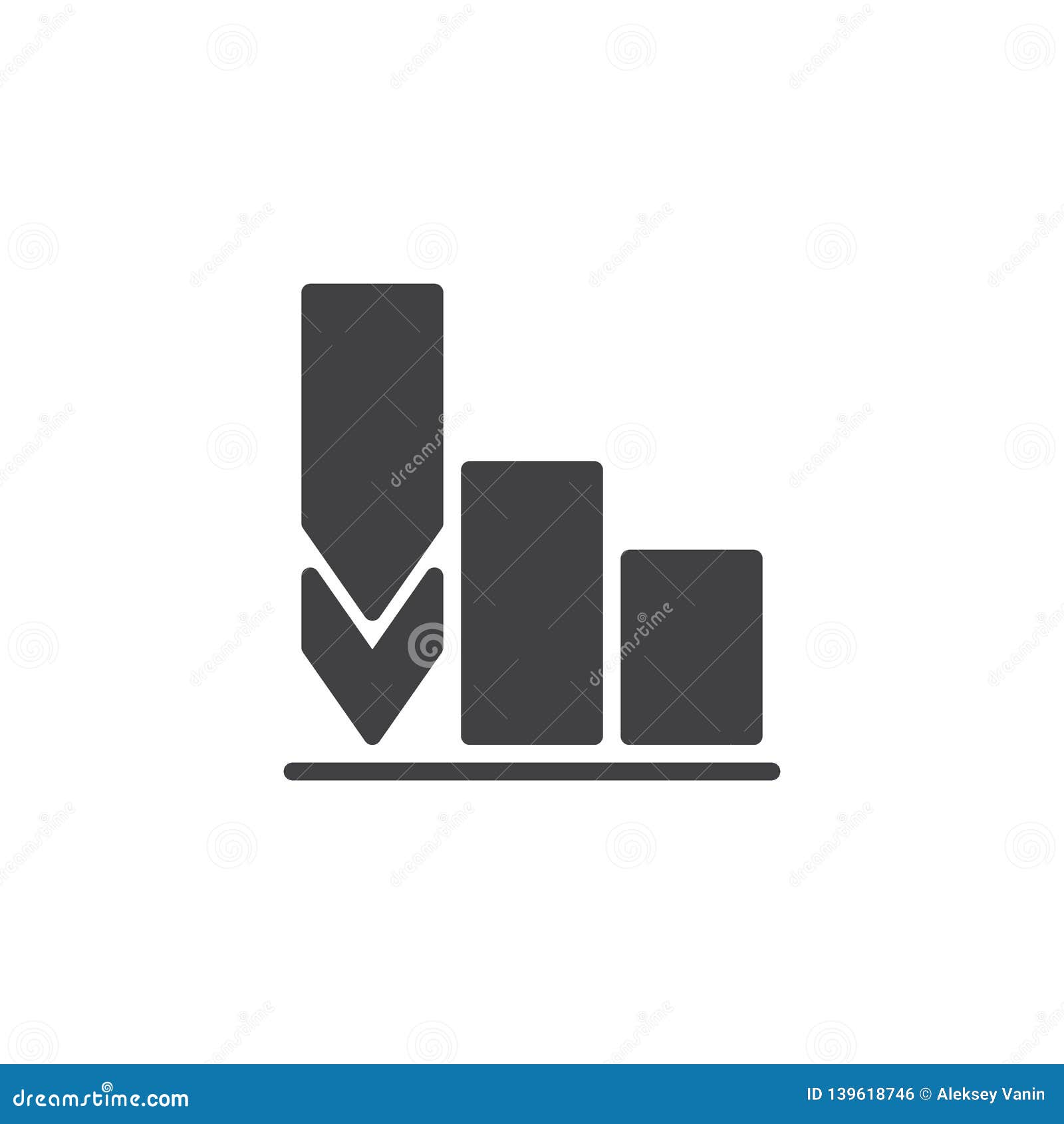 Graph down vector icon stock vector. Illustration of logo - 139618746