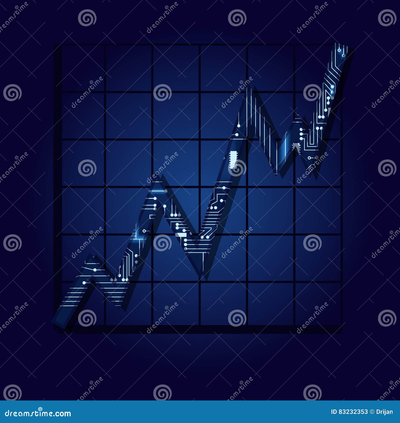 Graph with Electronic Circuit Stock Vector - Illustration of graphic ...