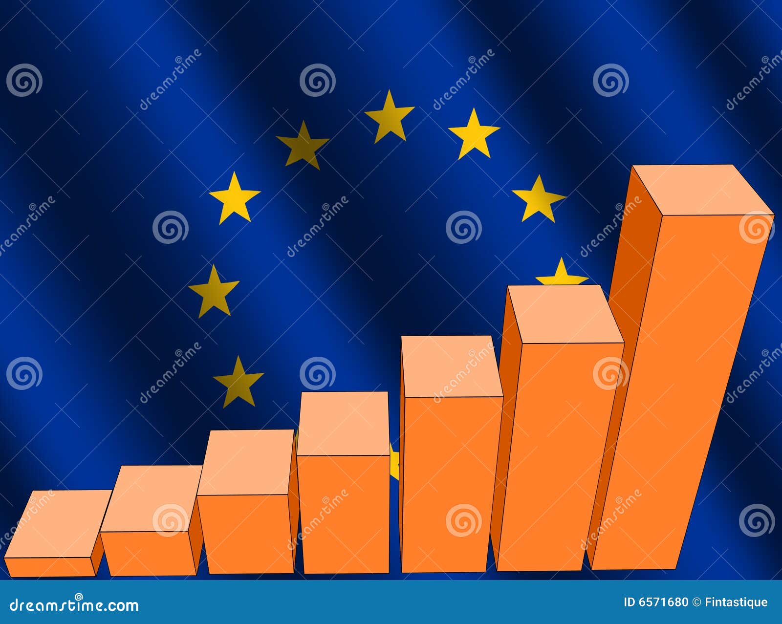 Graph and EU flag stock illustration. Illustration of commerce - 6571680