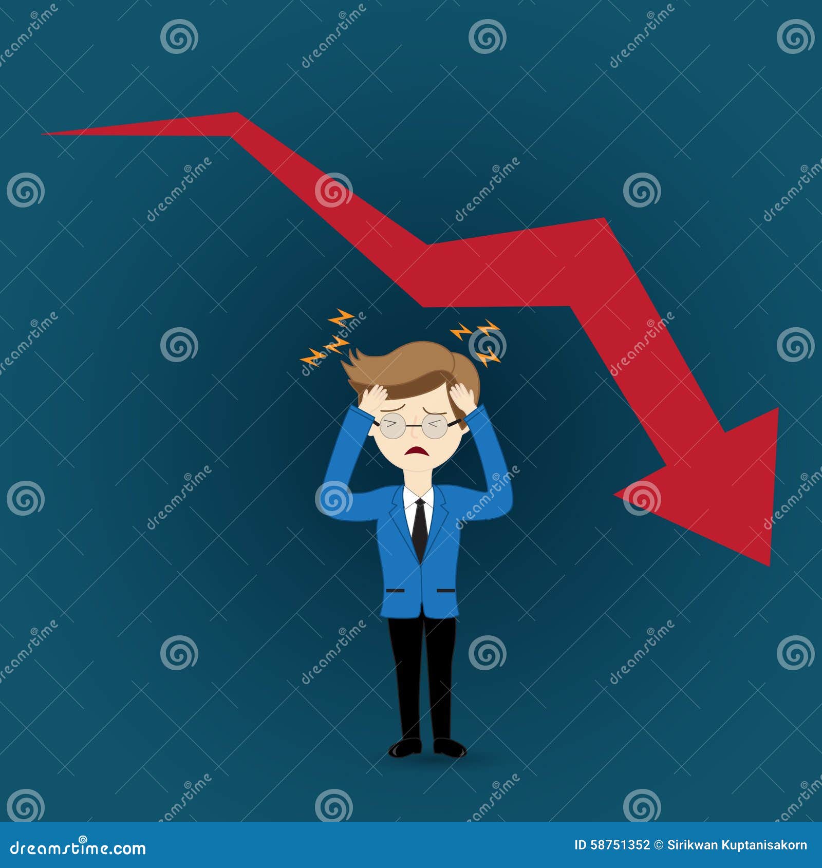 Graph falling down stock vector. Illustration of finance - 58751352