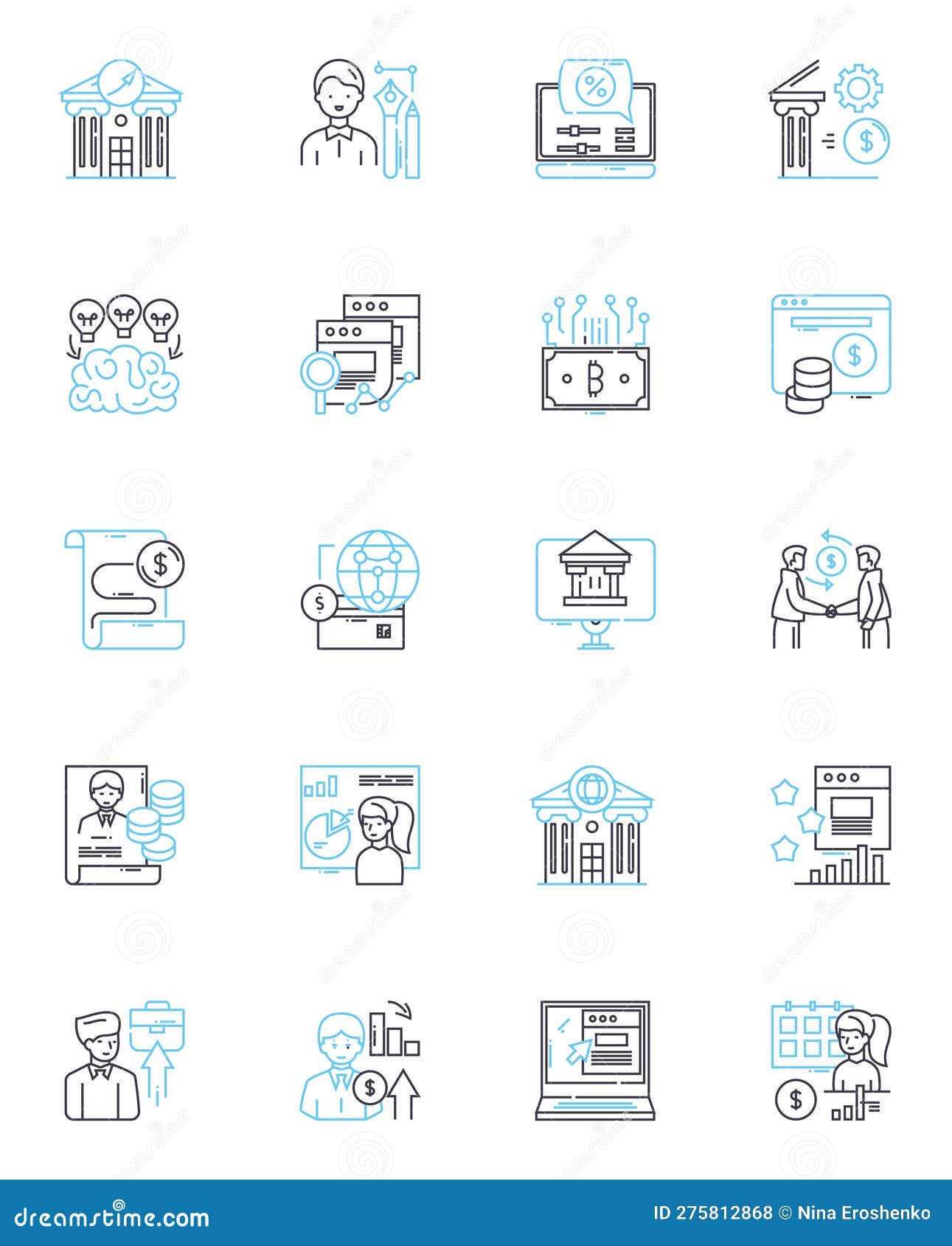 Graph Finance Linear Icons Set. Graph, Finance, Trends, Projection ...