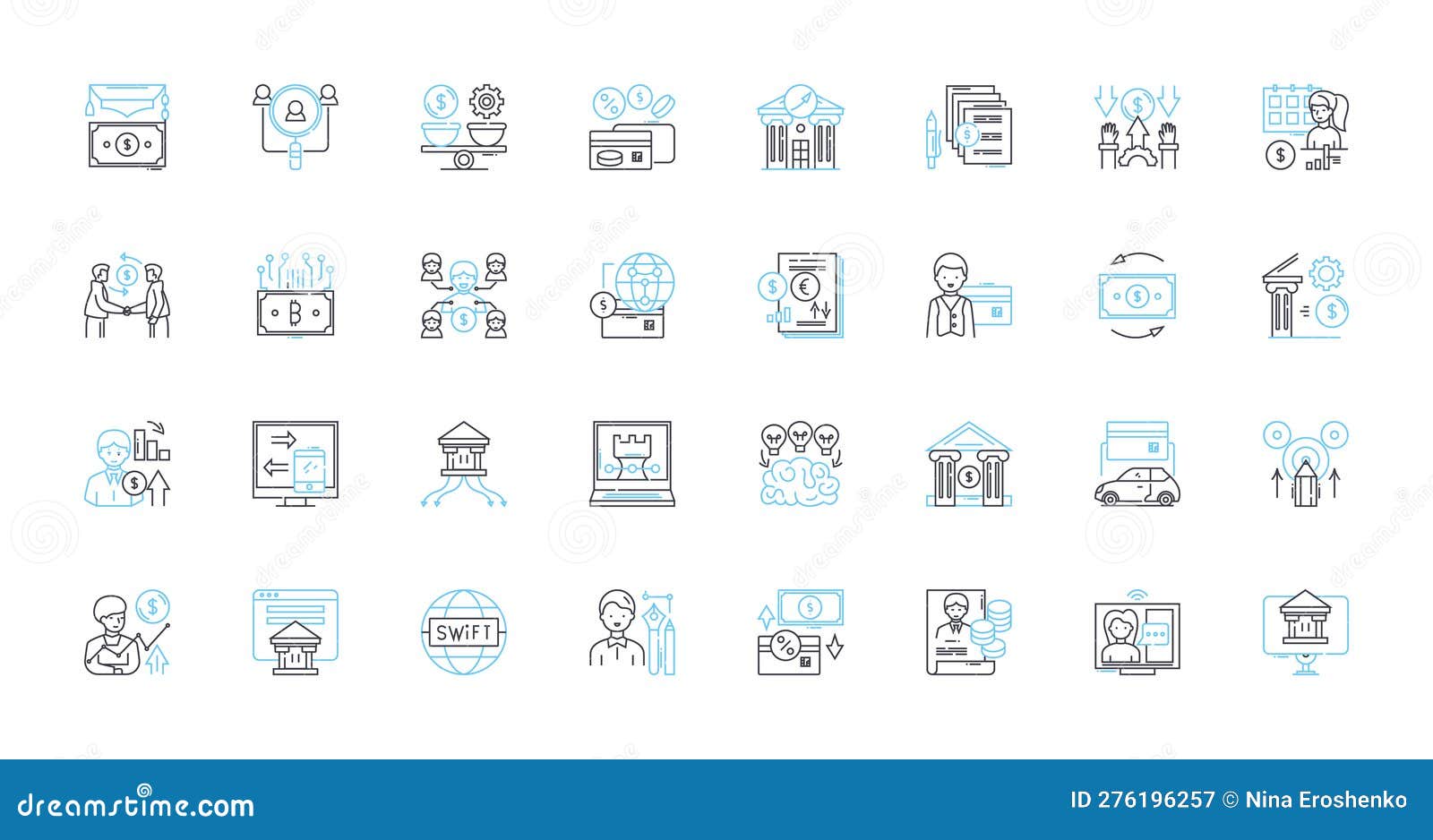 Graph Finance Linear Icons Set. Graph, Finance, Trends, Projection ...
