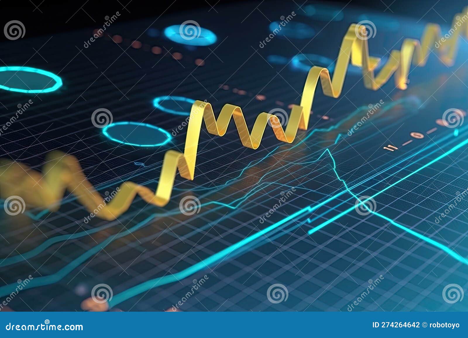 Graph Fluctuated in 3d Enviroment, Ai Generated Stock Illustration ...