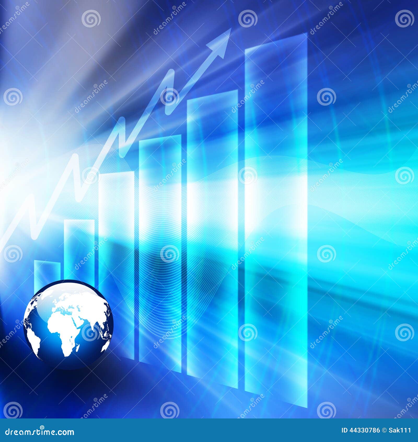 Graph with Globe on Abstract Background Stock Illustration ...